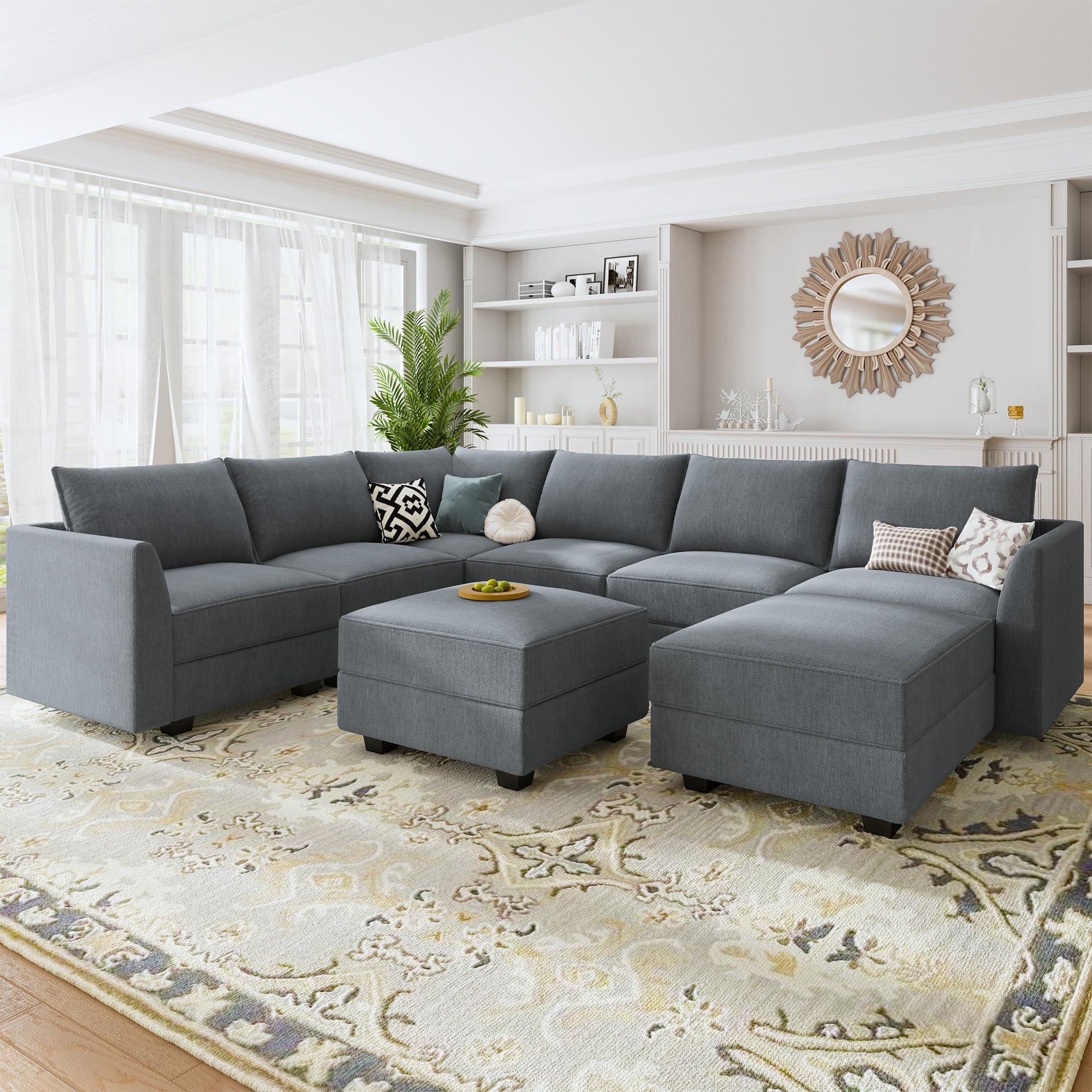 Amazon.com: WJShome Sectional Sofa Couch,160.6" Down Filled Cloud Modular Couch with Storage ...