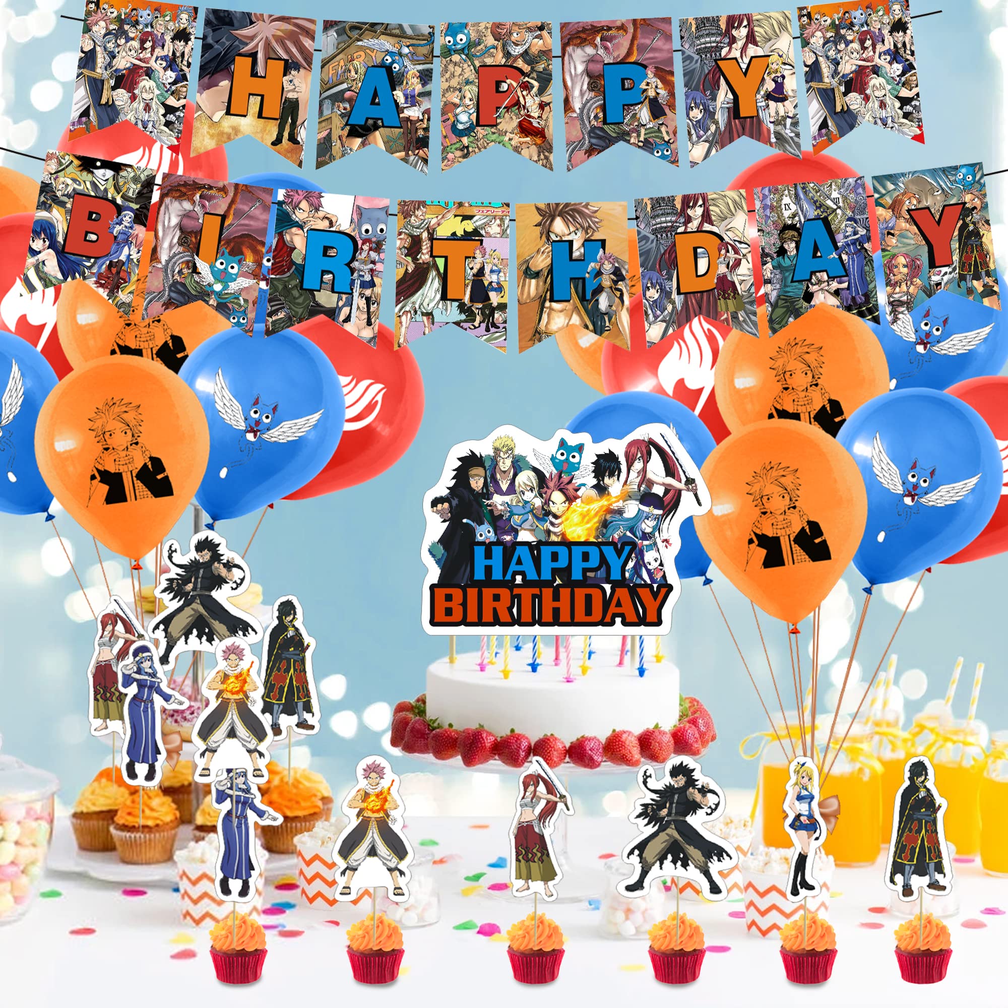 Fairy Tail Party Decorations Set, Cartoon Anime Theme Birthday Supplies ...