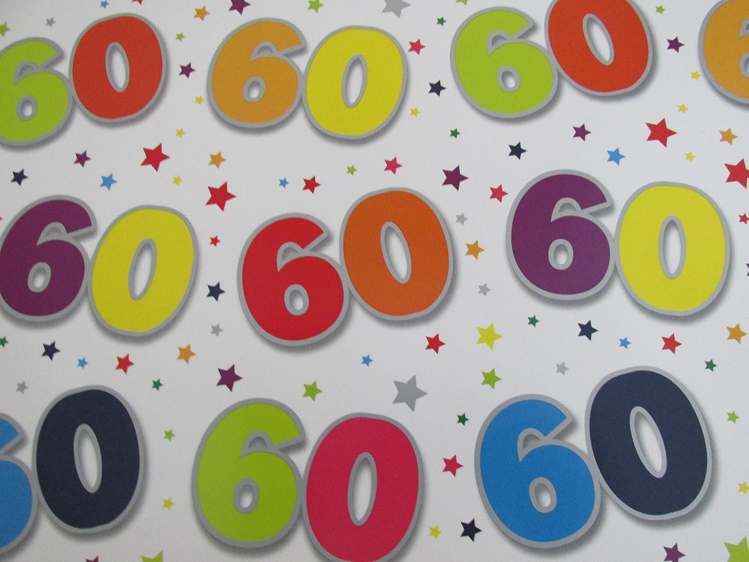 60th Birthday Wrapping Paper, 2 Sheets and 1 Matching Tag (White ...