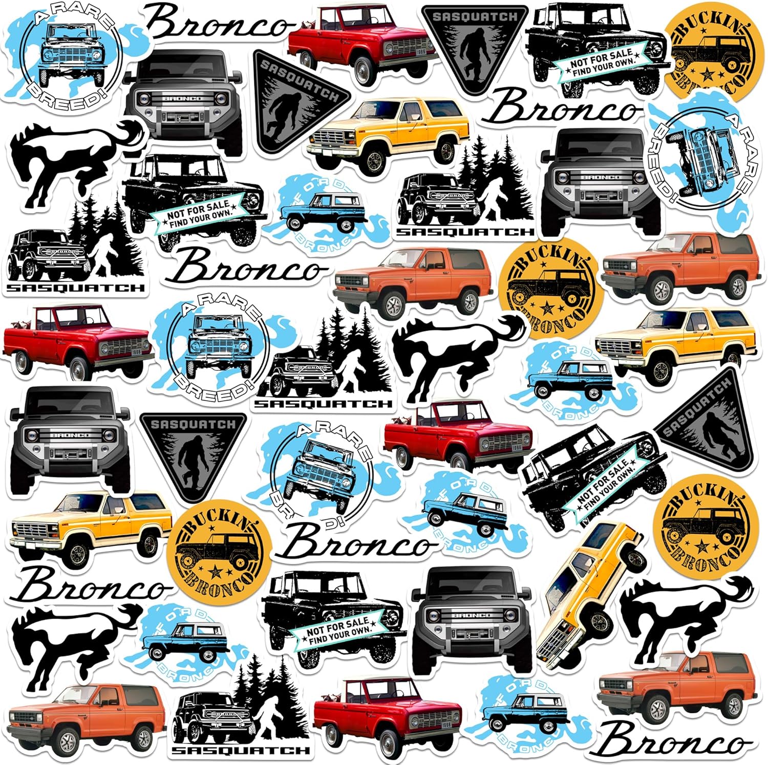 Amazon.com: Ford Bronco 50ct Vinyl Large Deluxe Stickers Variety Pack ...