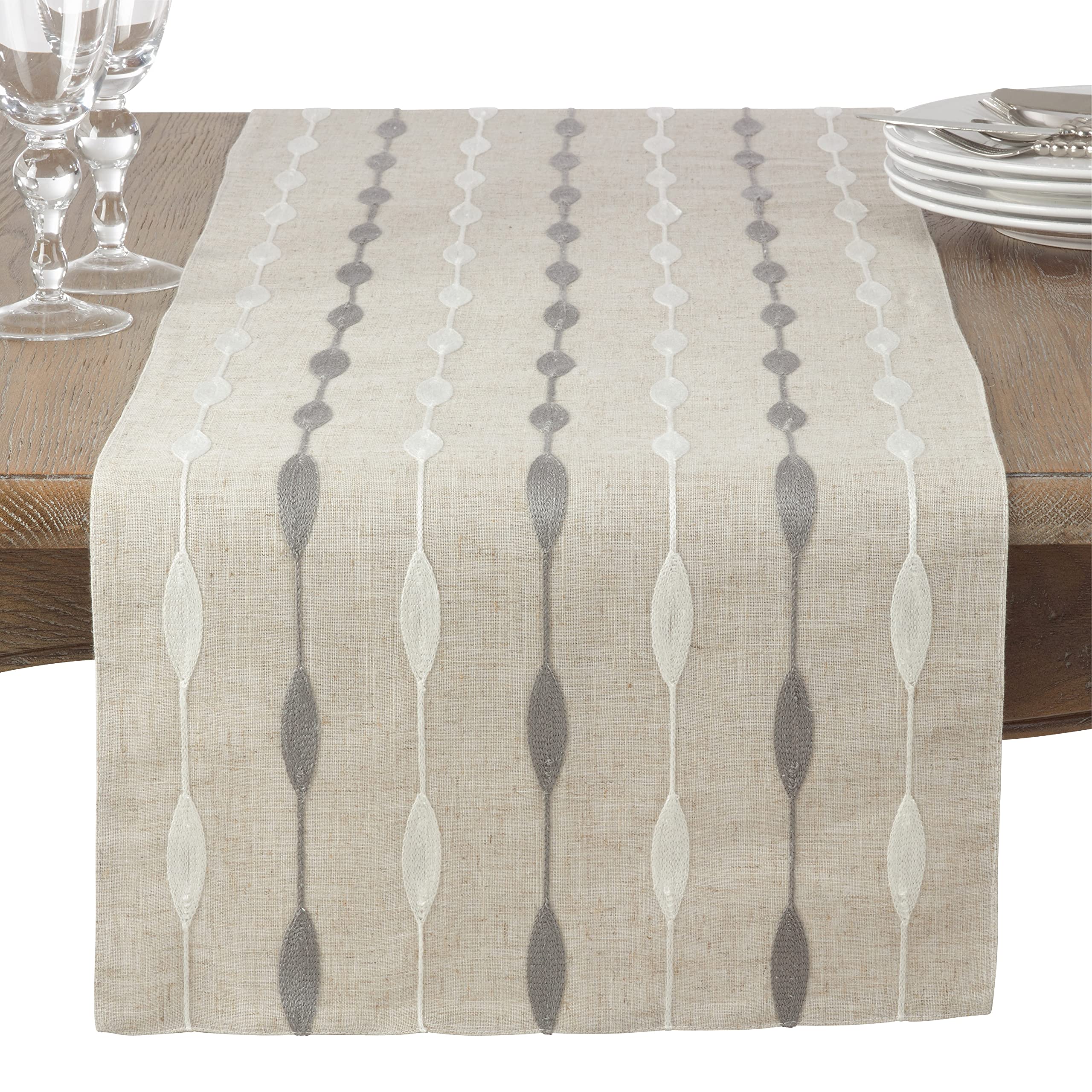 Amazon.com: Saro Lifestyle Modern Embroidered Design Table Runner ...