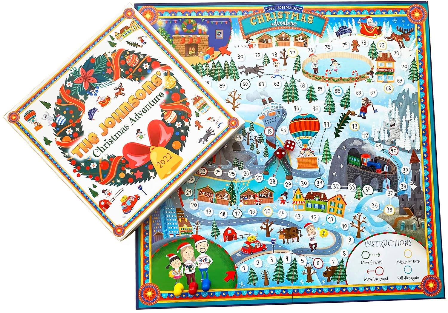 Retro Vintage Style Roll-and-move Board Game Christmas Adventure ...