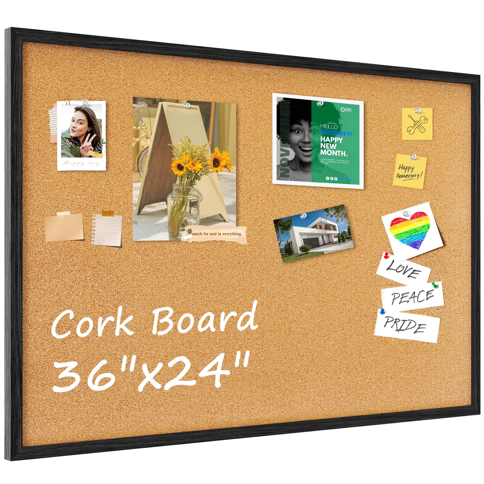 Amazon.com : MaxGear Large Bulletin Board for Wall, 36" x 24" Cork ...
