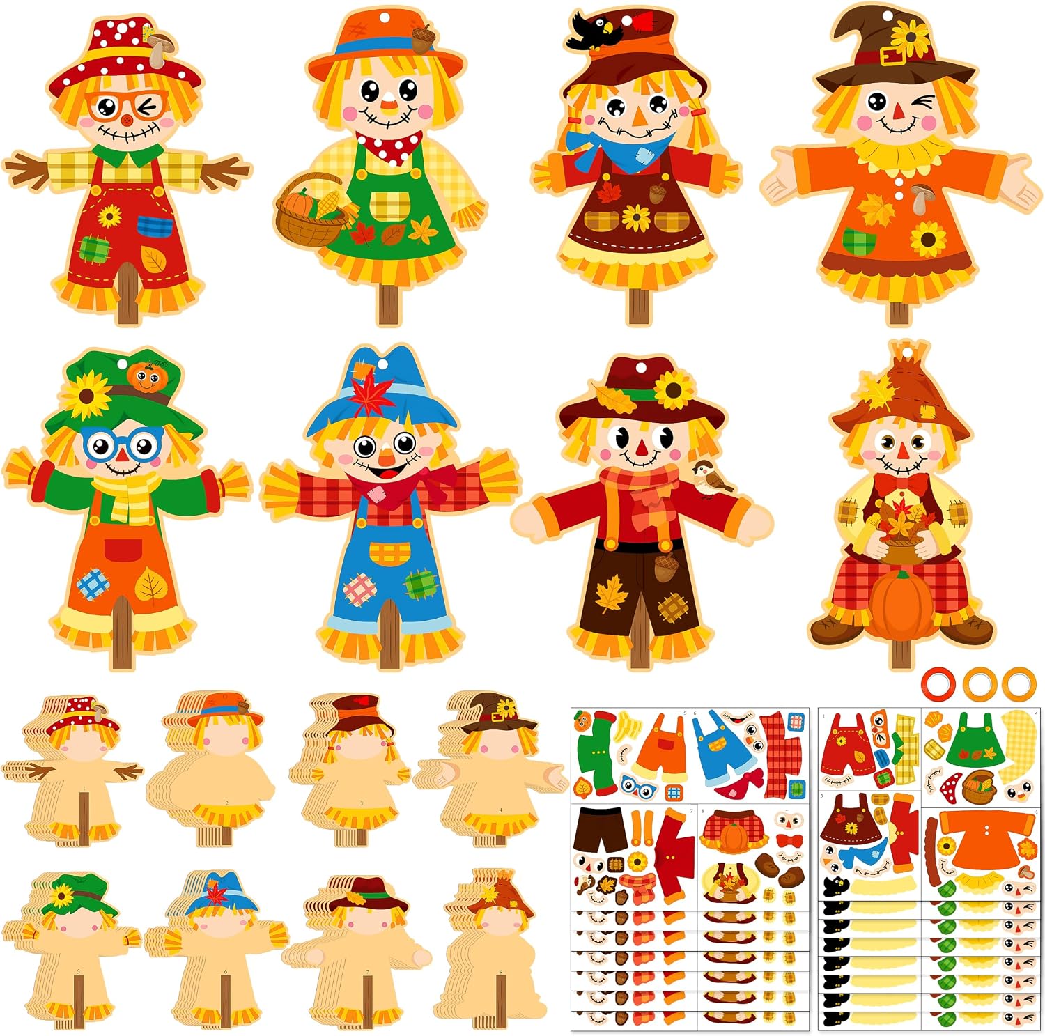 Amazon.com: Eternity sky 60PCS Fall Thanksgiving Scarecrow Crafts Kits ...