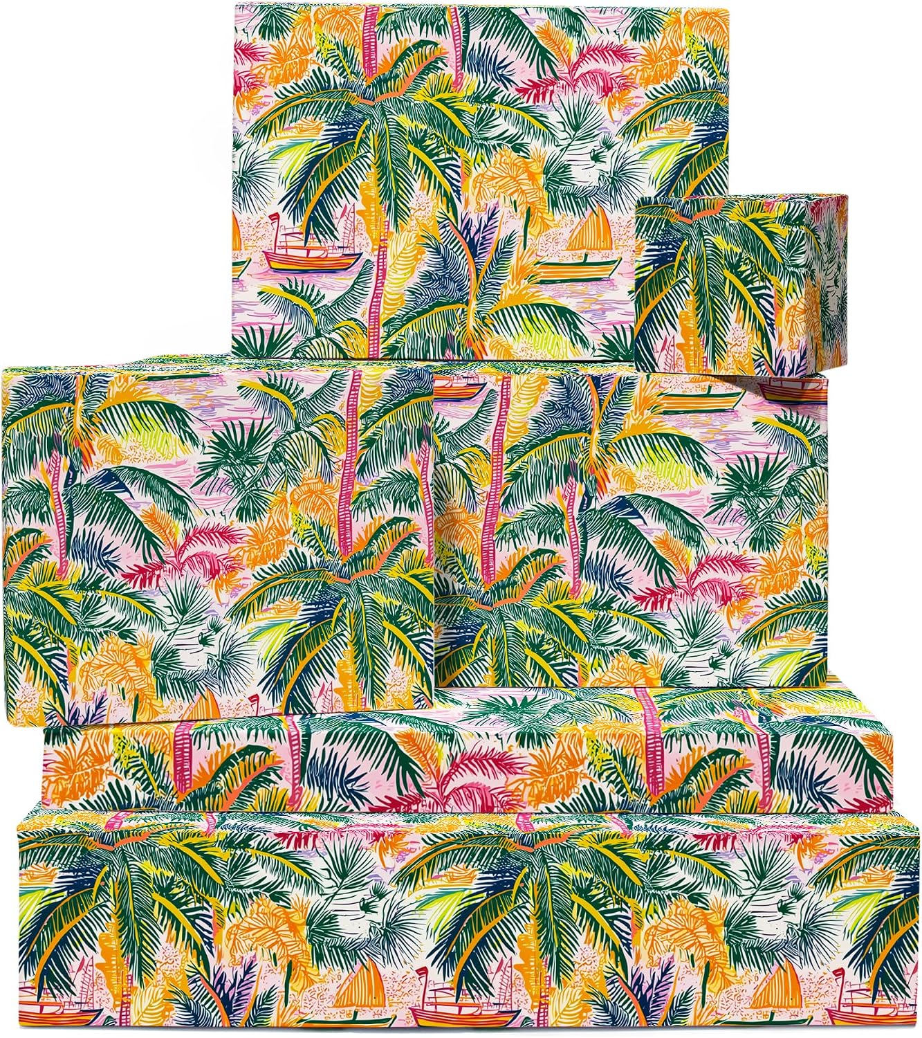 Amazon.com: CENTRAL 23 Palm Tree Wrapping Paper - Boats - 6 Sheets Of ...