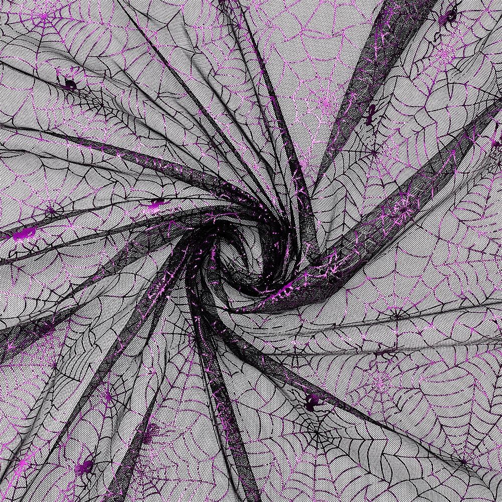 Amazon.com: FINGERINSPIRE Halloween Purple Spider Web Fabric 39.4x59 ...