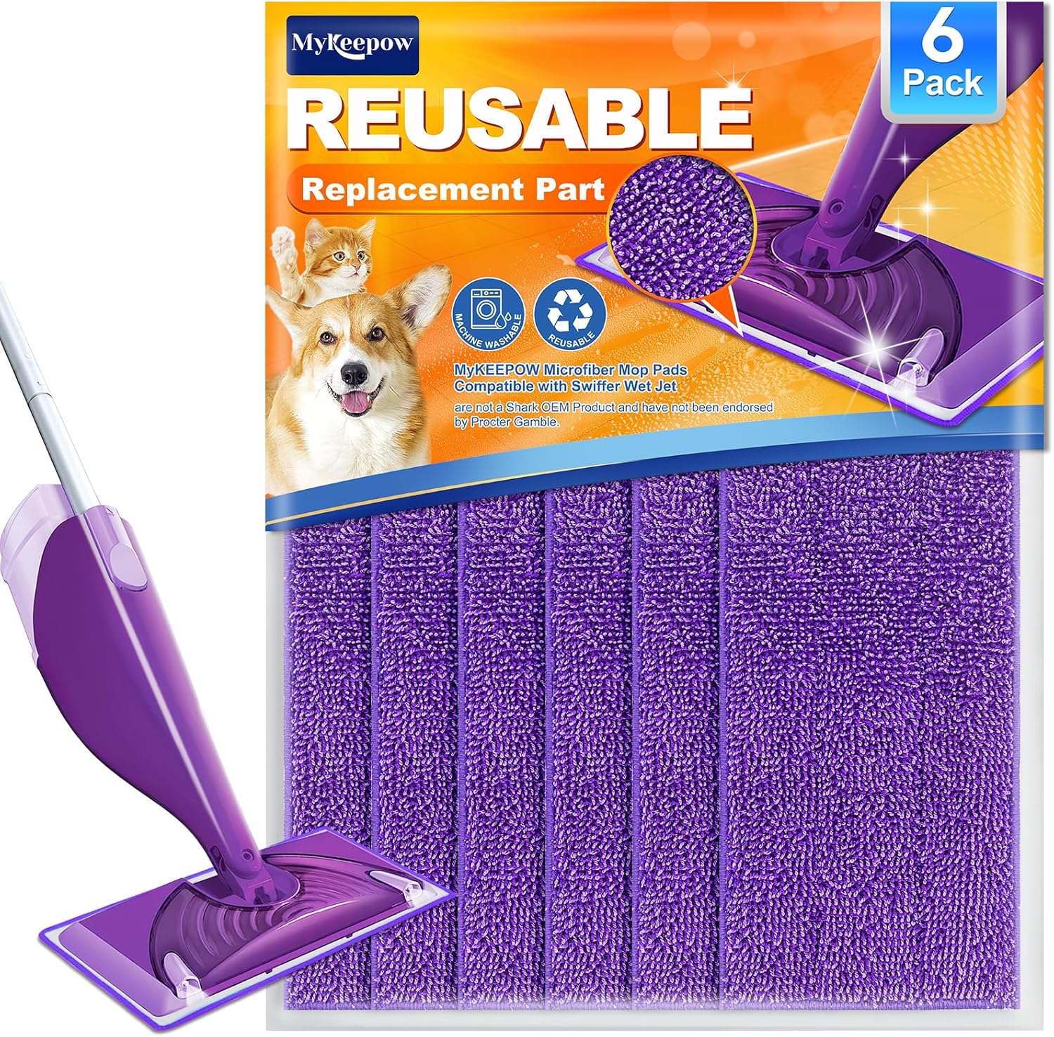 Amazon.com: MyKEEPOW Microfiber Wet Jet Refills Compatible with Swiffer ...