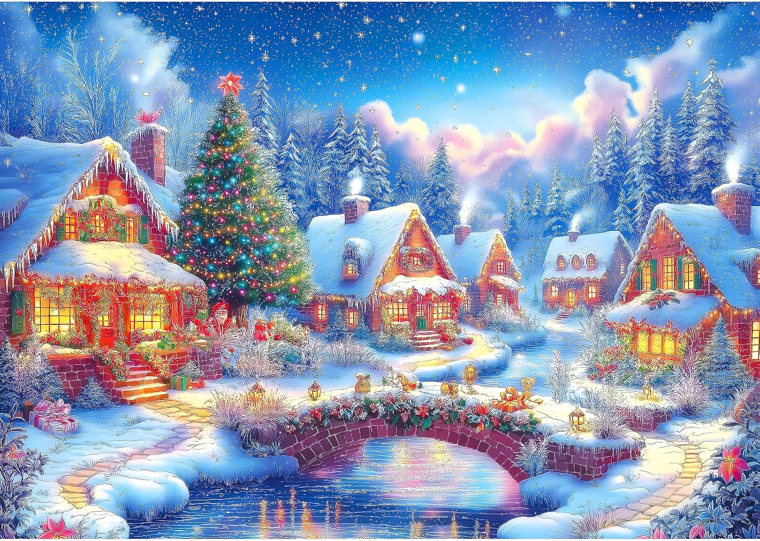Amazon.com: Christmas Fantasy Fairy Town Jigsaw Puzzles for Adults 1000 ...