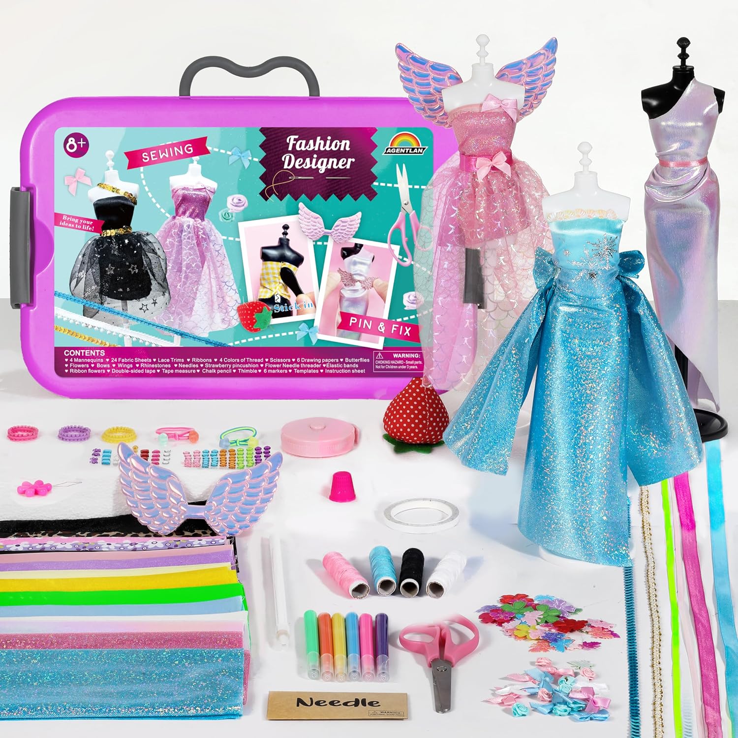 Amazon.com: Fashion Designer Kits for Girls with Mannequins-Kids Sewing ...