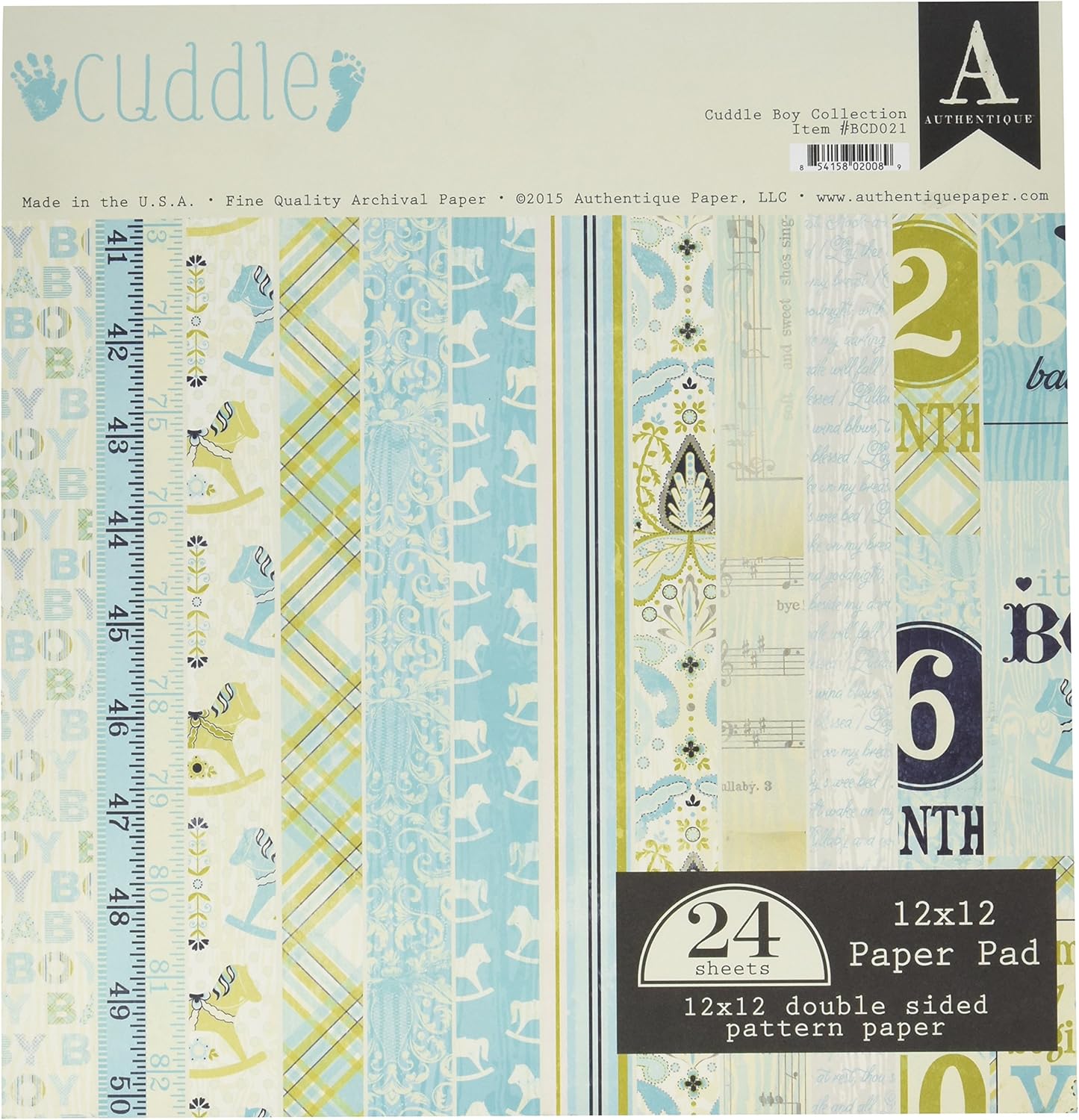 Amazon.com: Authentique Paper BCD021 Double-Sided Paper Pad, Cuddle Boy ...
