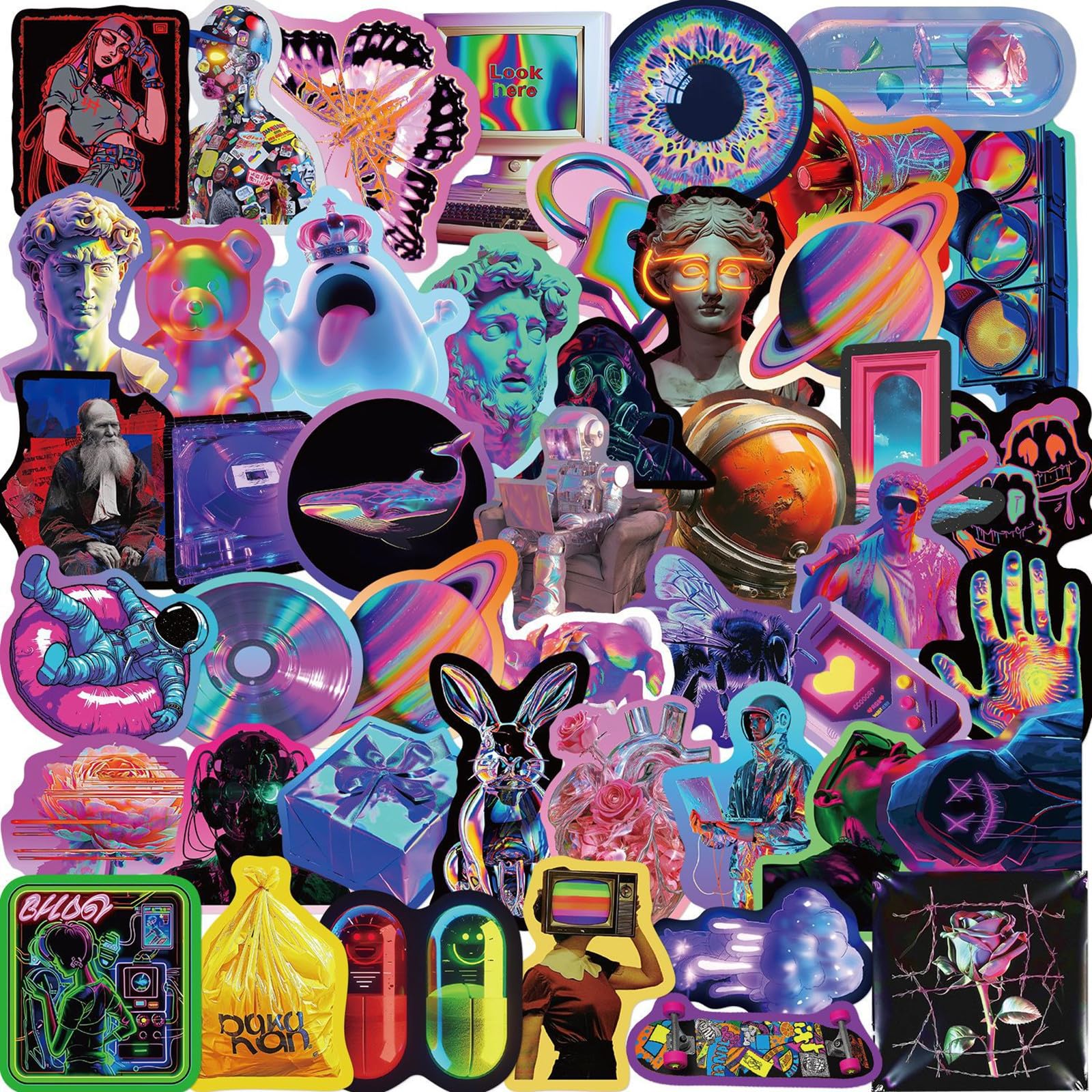 Amazon.com: 52Pcs Aesthetic Cool Cyberpunk Stickers Kids Teens Girls ...