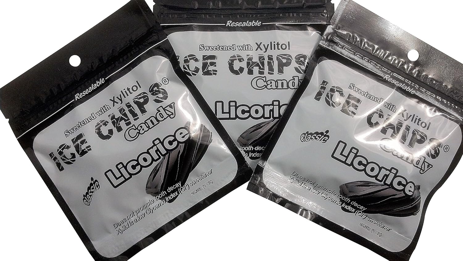 Amazon.com : New! Ice Chips Candy in Re-sealable Pouches (Licorice, 3 ...