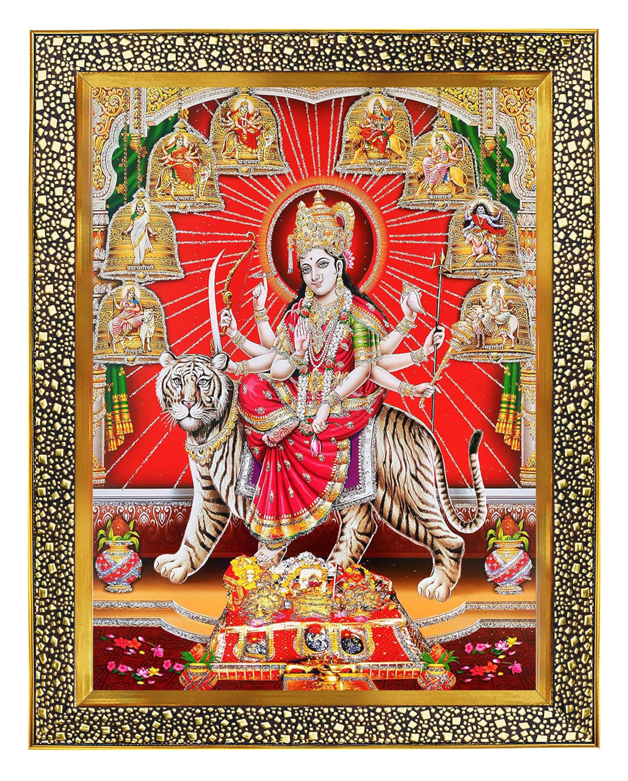 Buy Koshtak Durga Ambe Sherawali Nav Durga On Tiger with Pindi Maa ...