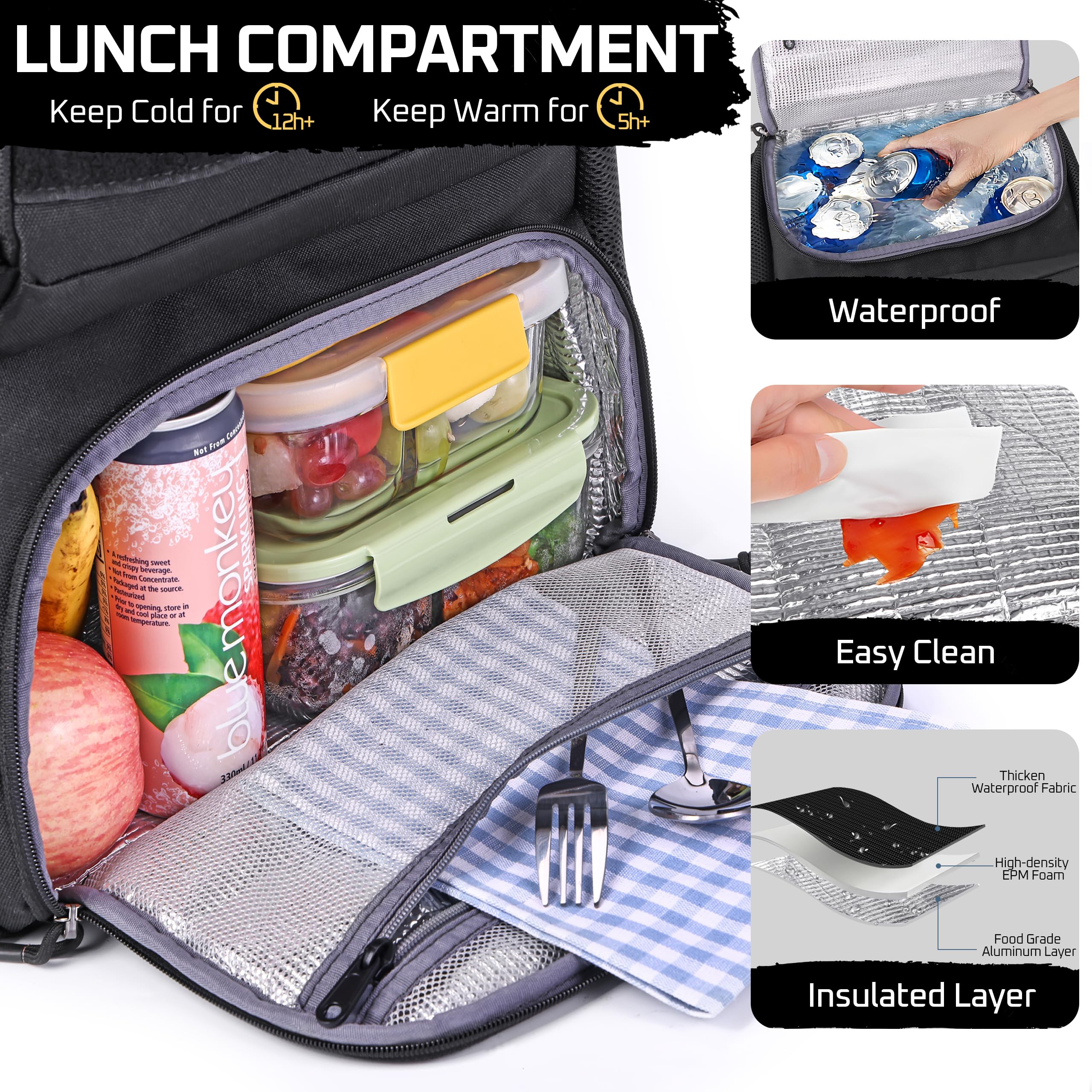 Snapklik.com : MOZETO Laptop Lunch Backpack For Men, Tactical Inspired ...