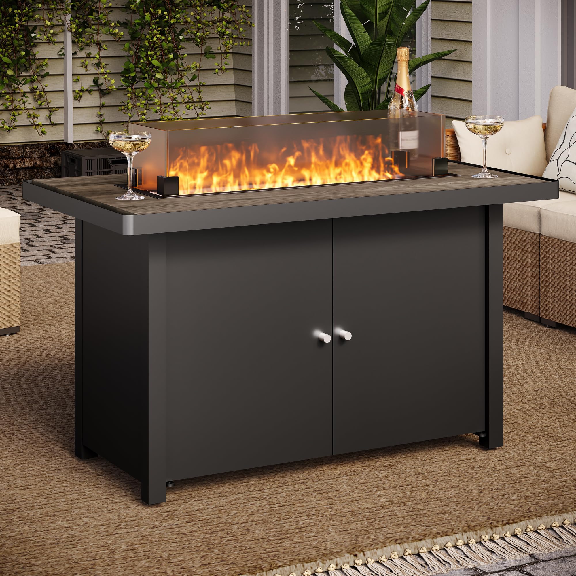 Amazon.com: Aoxun 44" Propane Fire Pit with Storage 60,000 BTU Outdoor ...