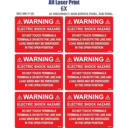 Amazon.com: Solar Label Pack-6X-Warning-Electric Shock Hazard -DO NOT ...