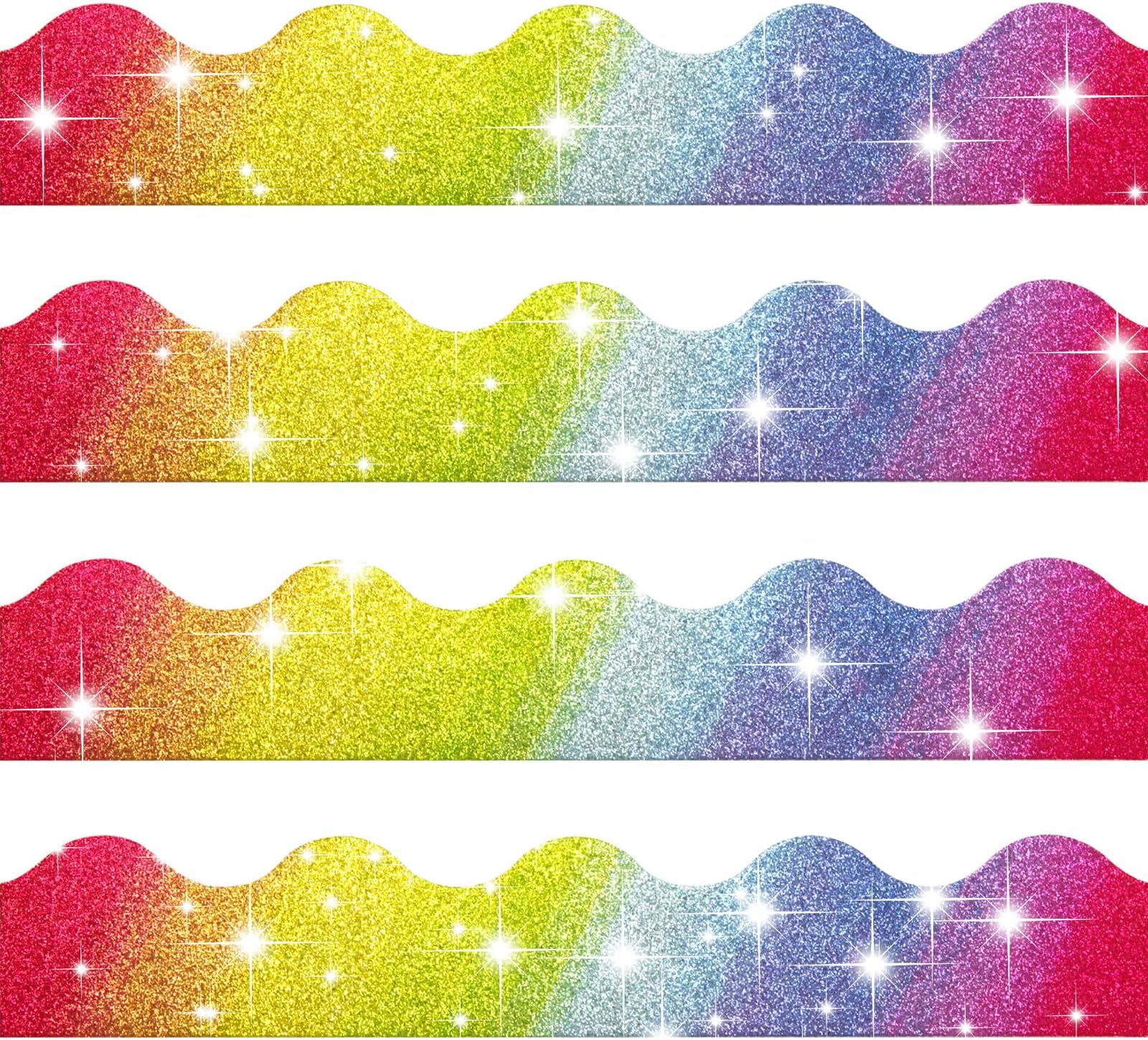 Amazon.com: 67Feet Glitter Scalloped Bulletin Board Borders Colorful ...