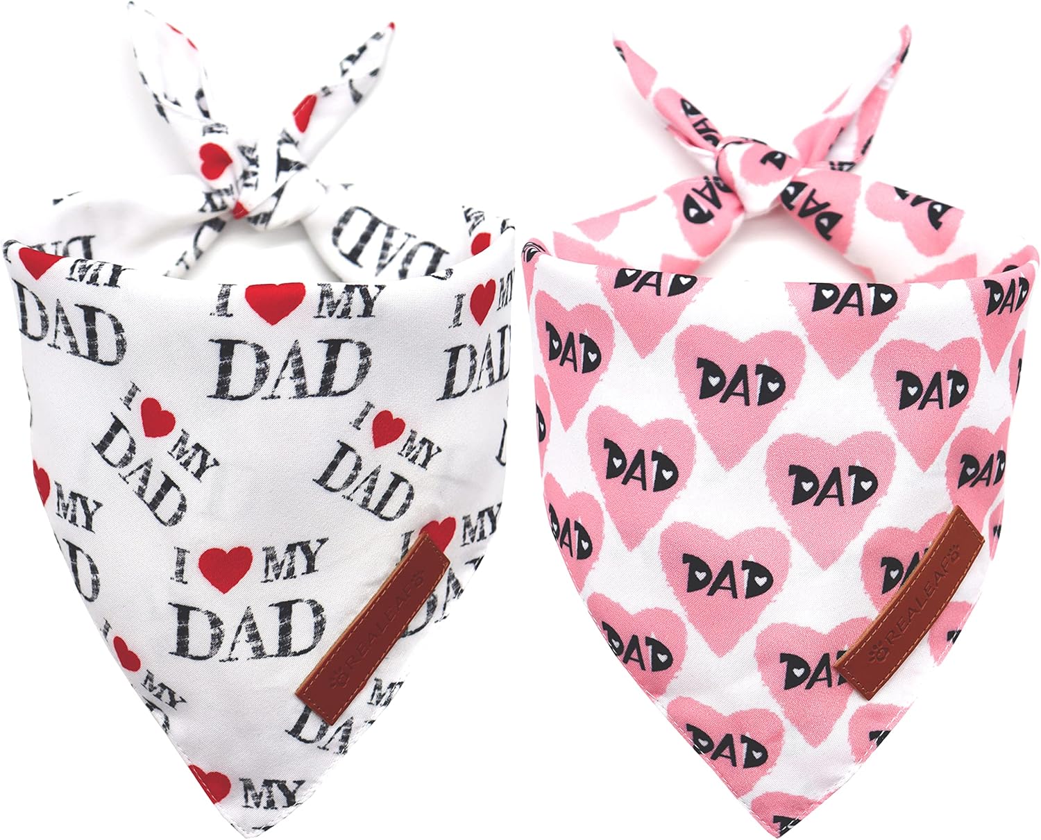 Amazon.com : Realeaf Fathers Day Dog Bandanas 2 Pack, Reversible I Love ...