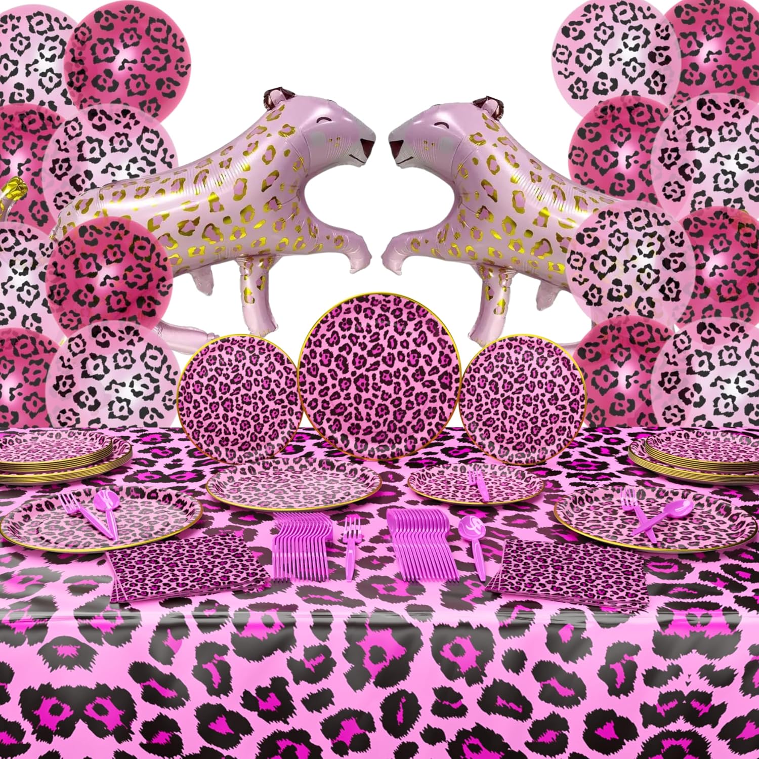 Amazon.com: Pink Leopard Deluxe Party Supplies Pack (124 Pieces for 16 ...