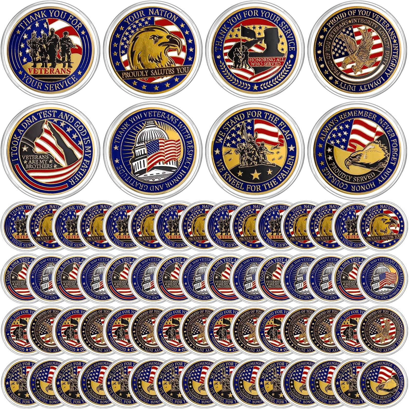 Amazon.com: Ecation 60 Pcs Military Challenge Coins Veteran Coins Thank ...