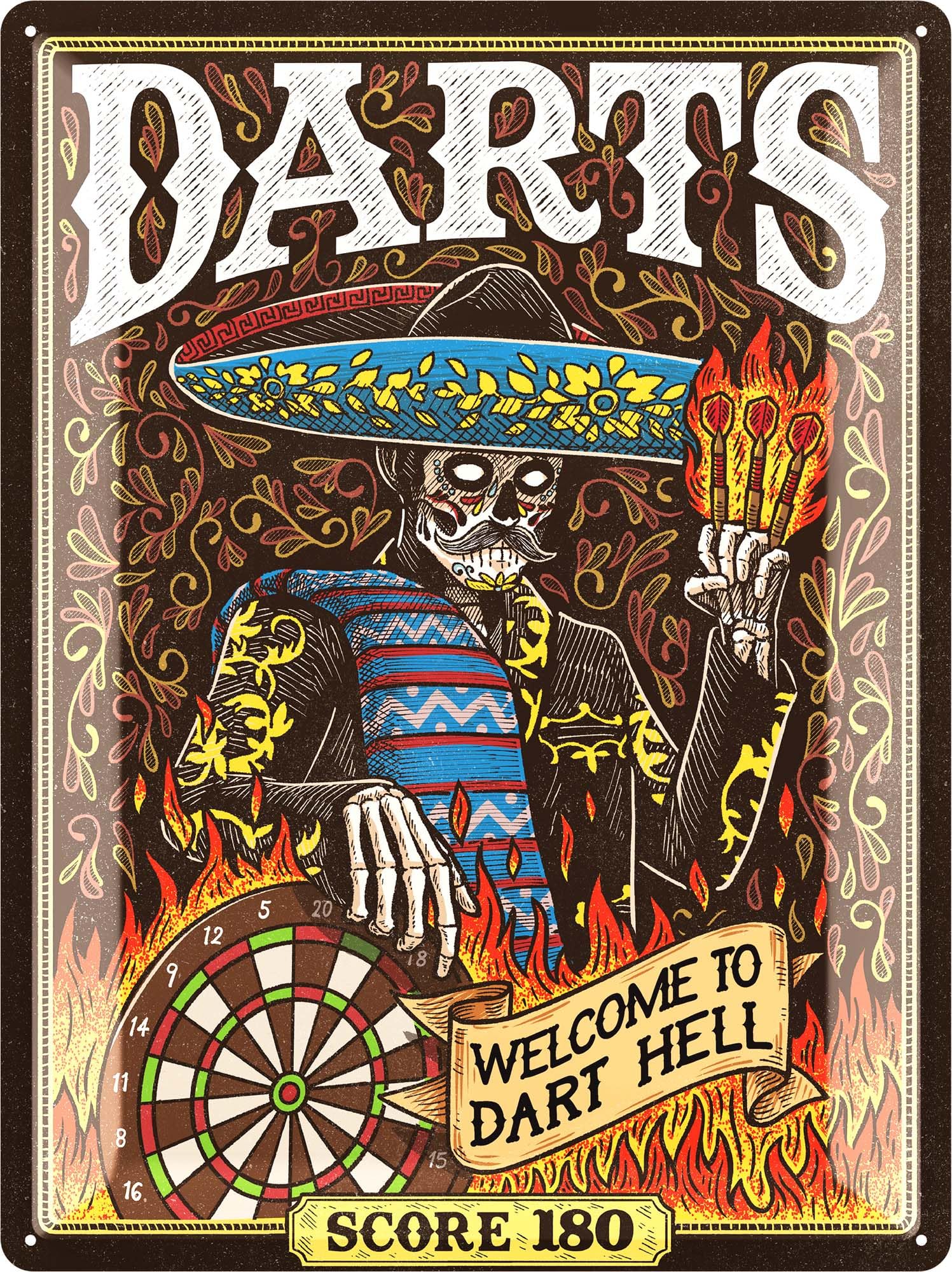 Amazon.com: LANOLU XXL Vintage metal Tin Sign WECLOME to DART HELL Man ...