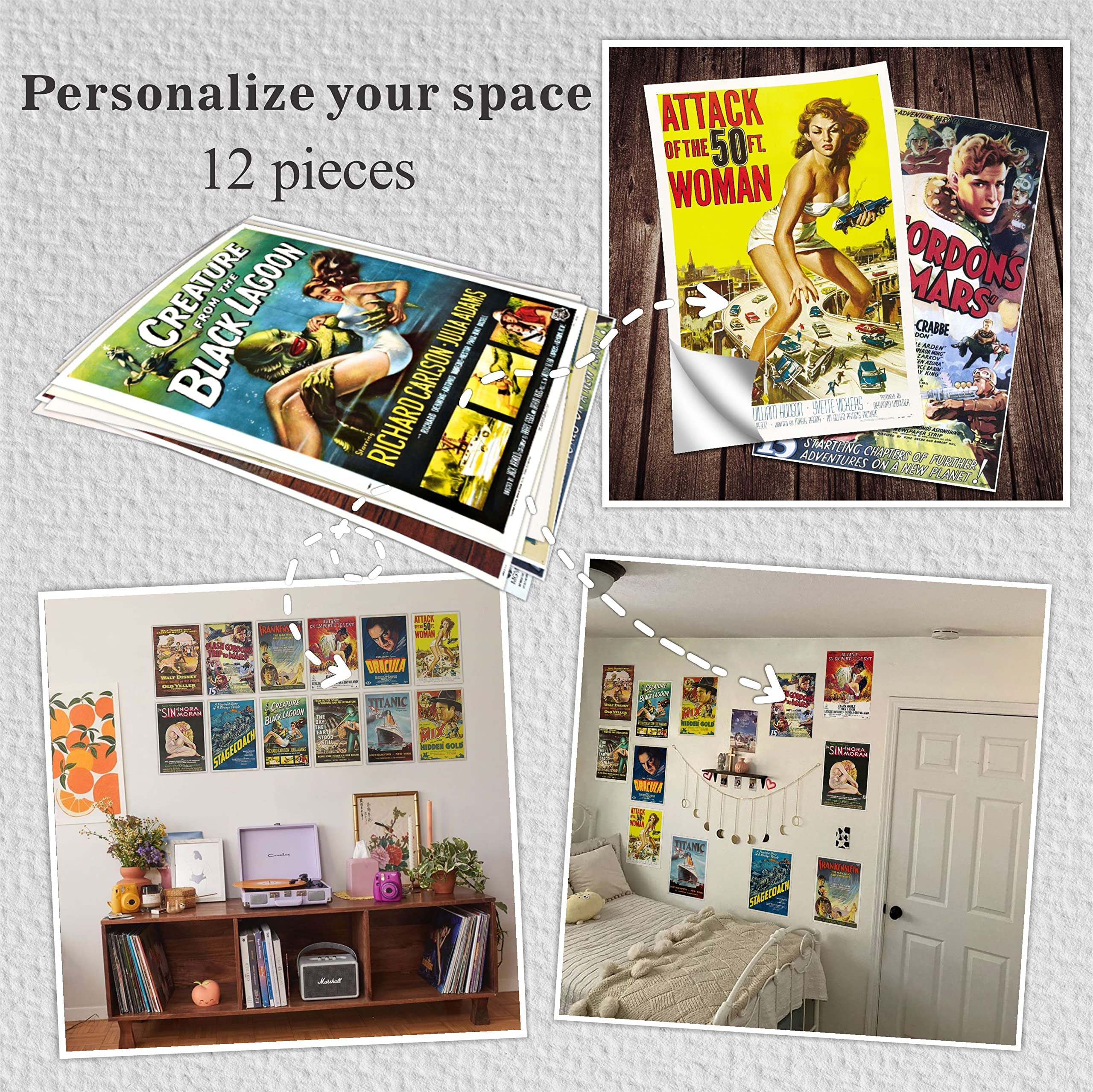 Buy HK Studio Vintage Movie Posters Decal - Bigger Size than Wall ...