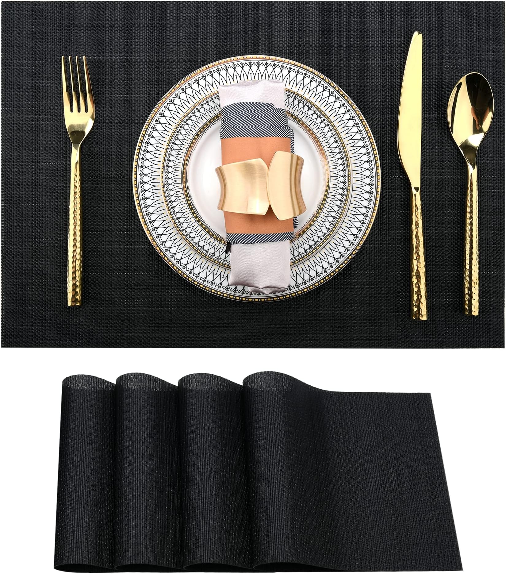 Amazon.com: LEXMORE Placemats Set of 4 Vinyl/Plastic Woven Place Mats ...