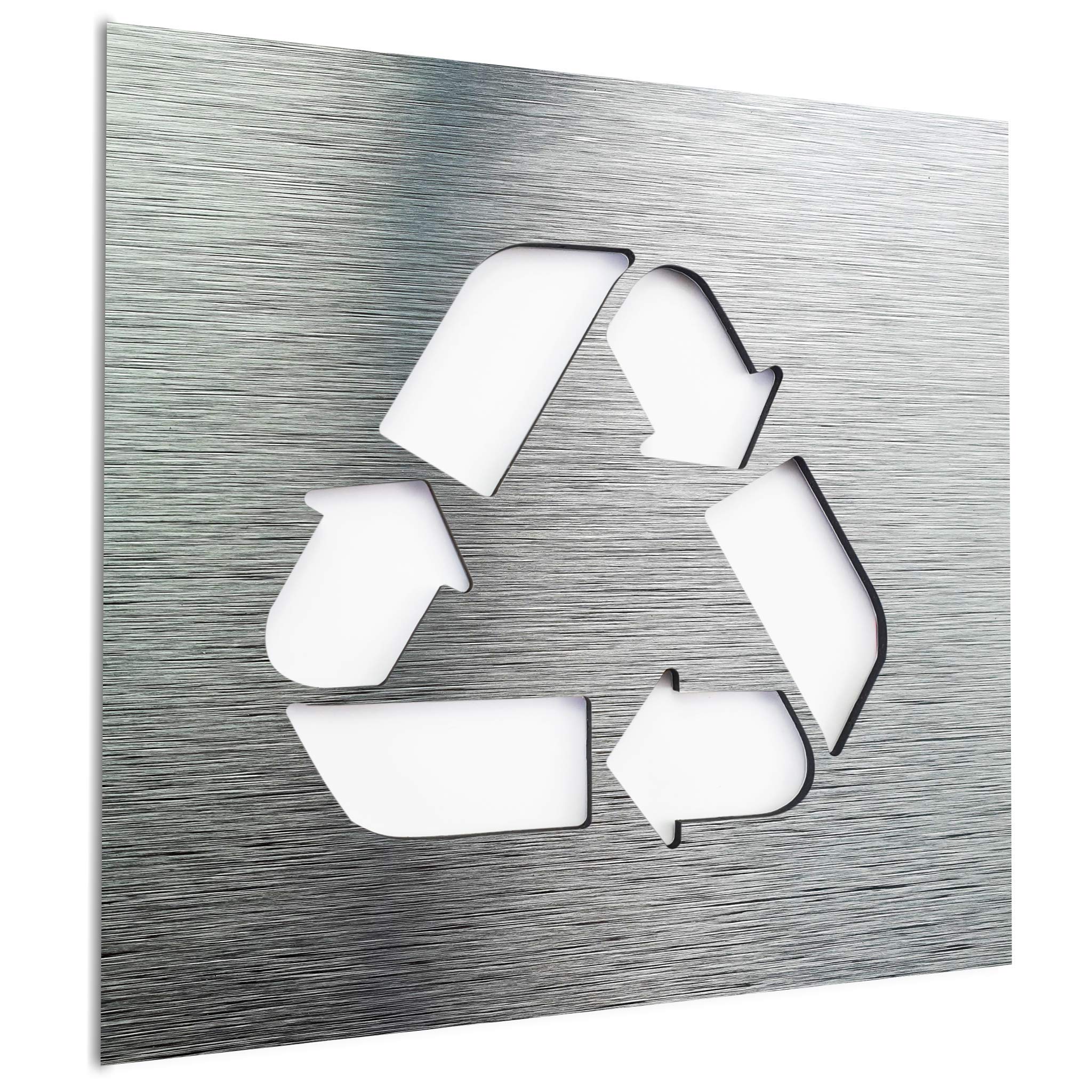 Bsydesign Aluminium Recycle Bin Sign Modern Square Trash Signage For ...
