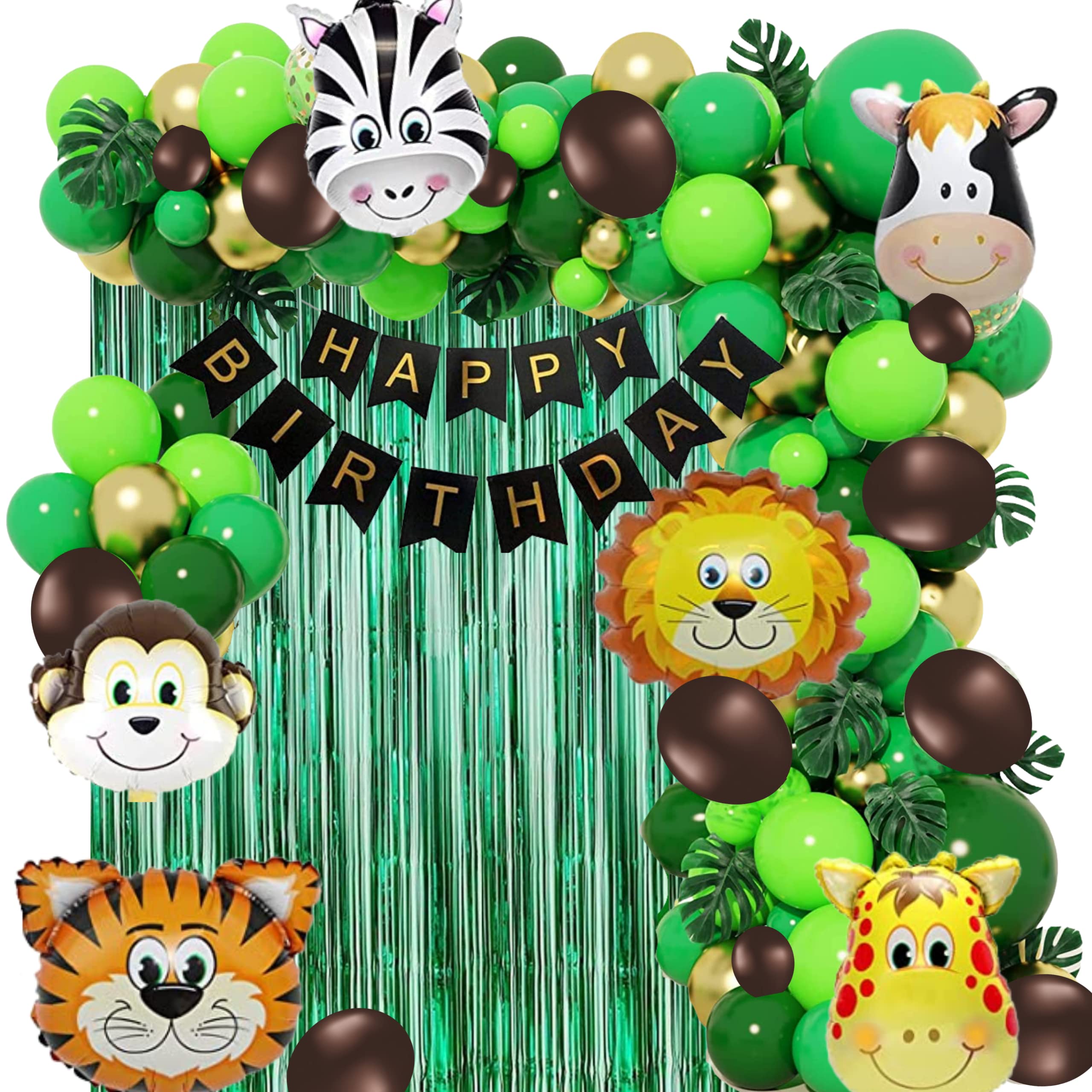 HOUSE OF BANTER Rubber Jungle Theme Birthday Decoration Set- 60 ...