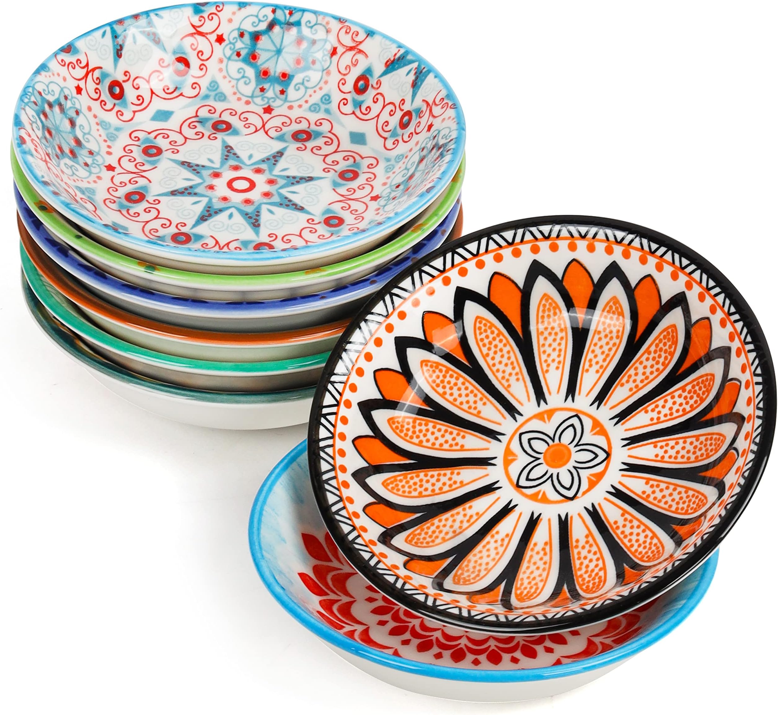 BELLE VOUS Round Porcelain Sauce Dipping Bowl Set (8 Pack) - 10cm / 4 ...