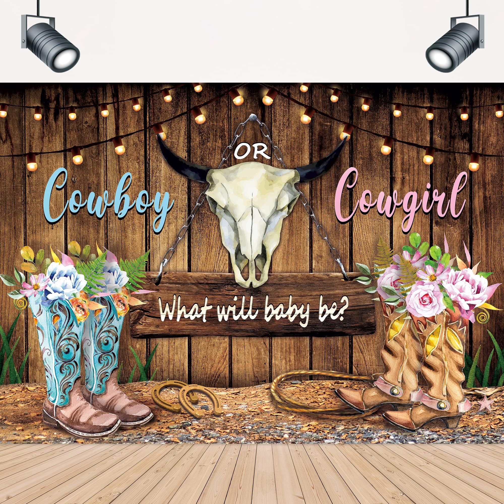 Amazon.com : Fitumiw Western Gender Reveal Backdrop 7x5ft Cowboy or ...