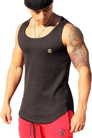TRAIN4FIT Mens Bodybuilding Gym Training Ribbed Muscle Tank top at ...