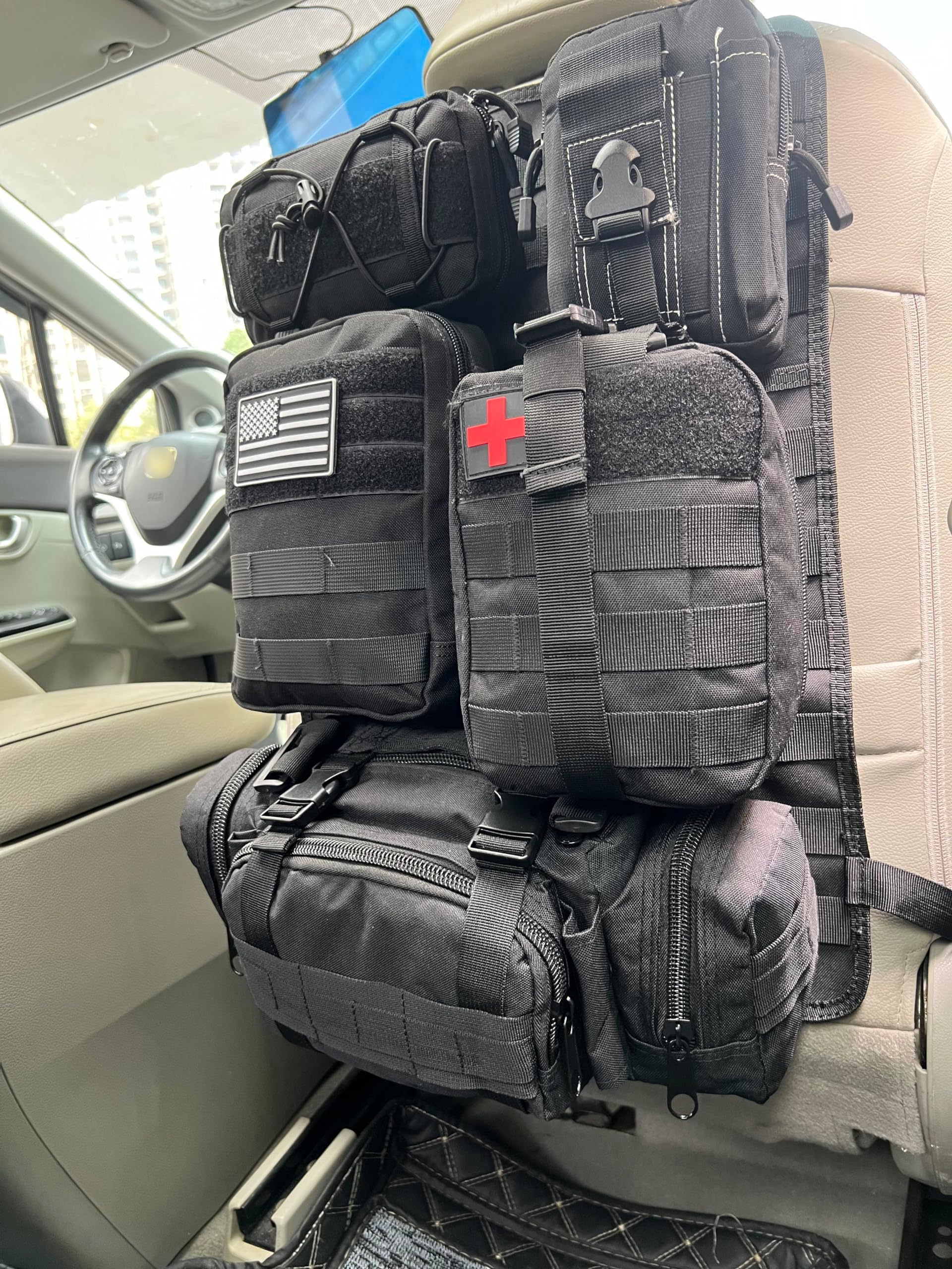 Amazon.com: Tactical Car Seat Back Organizer With 5 Detachable Pouches ...