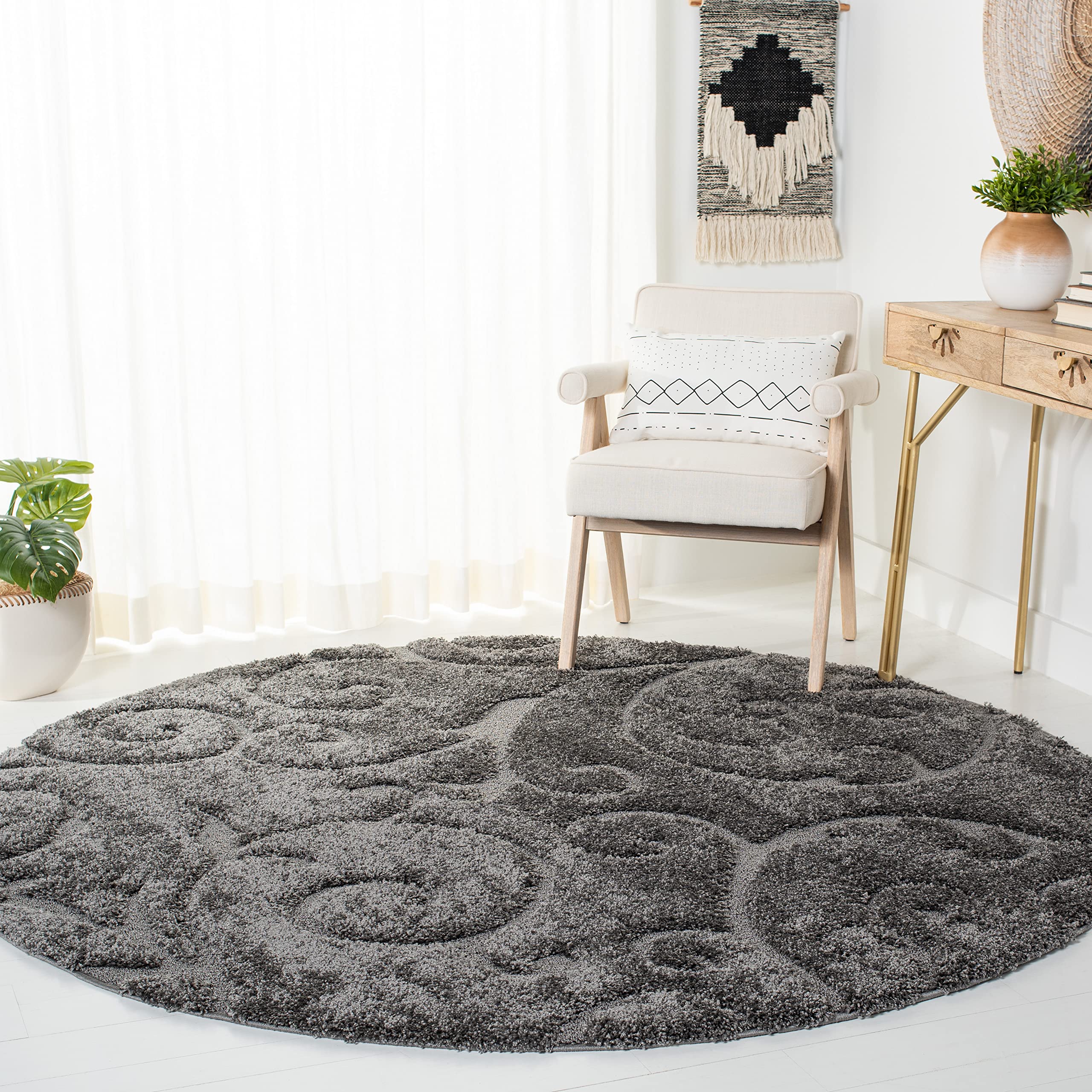 Amazon.com: SAFAVIEH Florida Shag Collection Area Rug - 6'7" Round ...