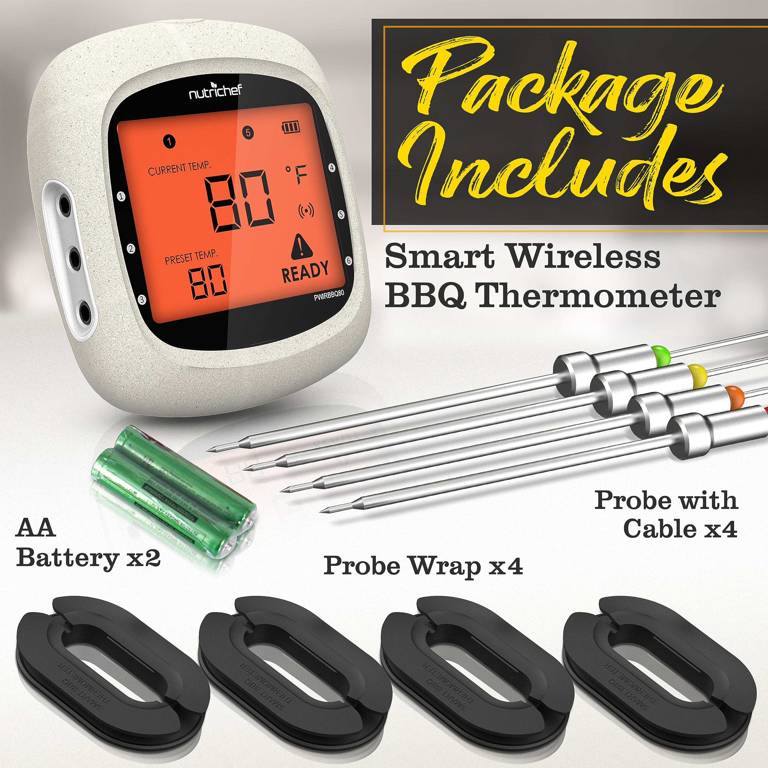 Snapklik.com : Nutrichef Bluetooth Meat Thermometer For Grilling And ...