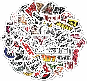 Amazon.com: BulbaCraft 100Pcs Classic Rock Stickers, Rock and Roll ...