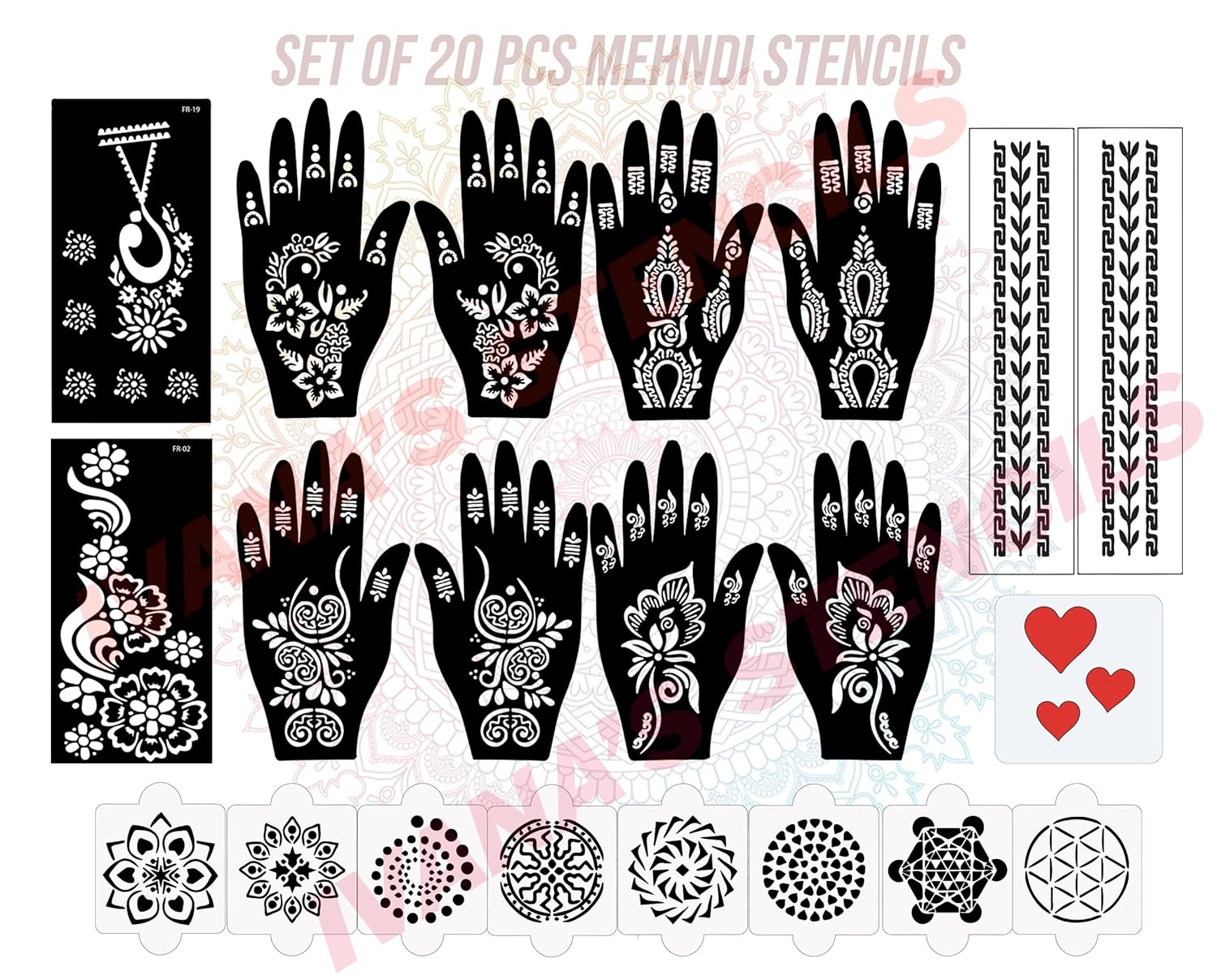 Ivana's Set of 20 Pcs Combo Pack, Reusable Mehandi Design Sticker ...