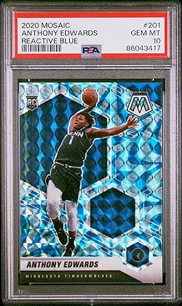 Amazon.com: Graded 2020-21 Panini Mosaic Anthony Edwards #201 Reactive Blue Rookie RC Basketball ...