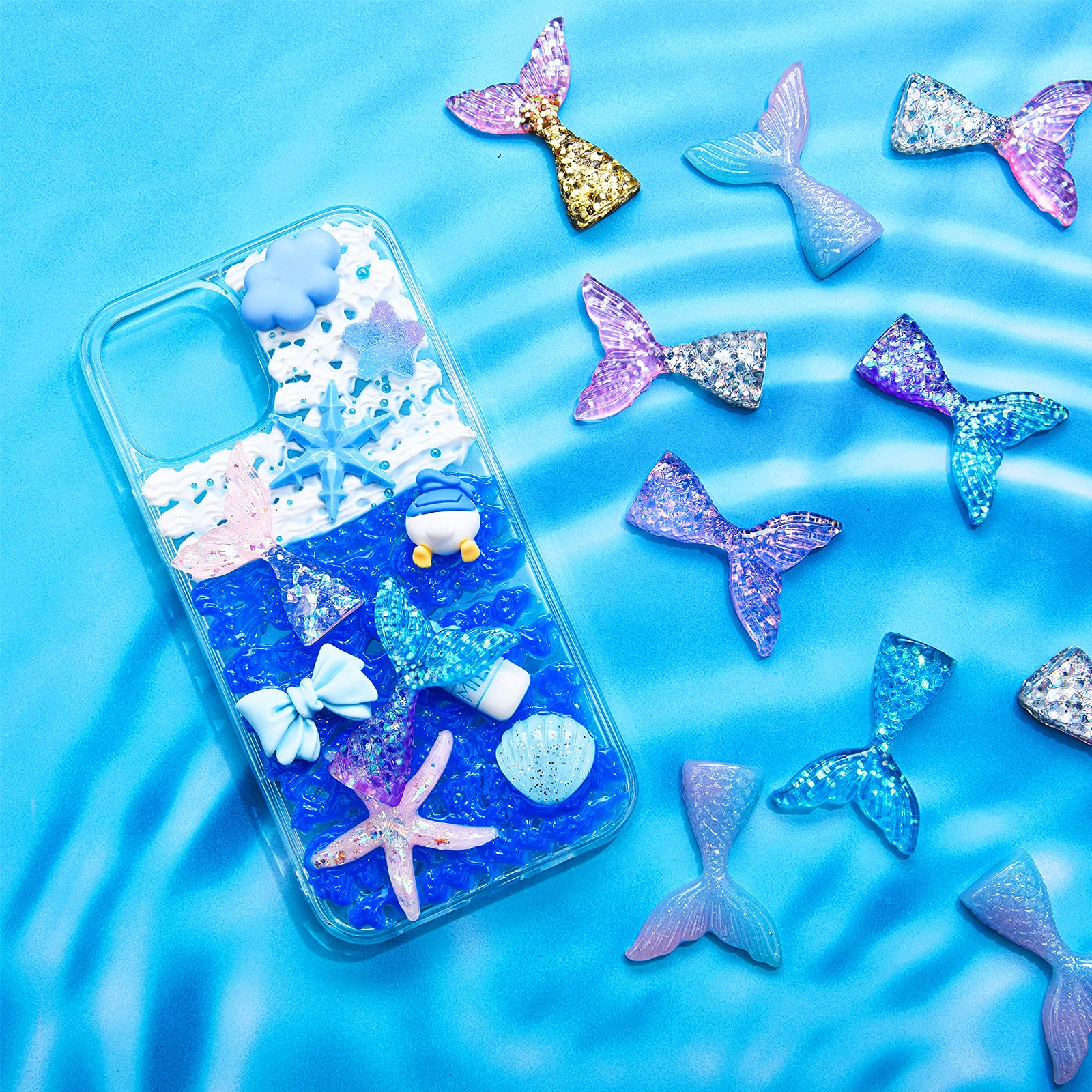 Snapklik.com : Blulu 36 Pieces Acrylic Mermaid Tails Cupcake Toppers ...