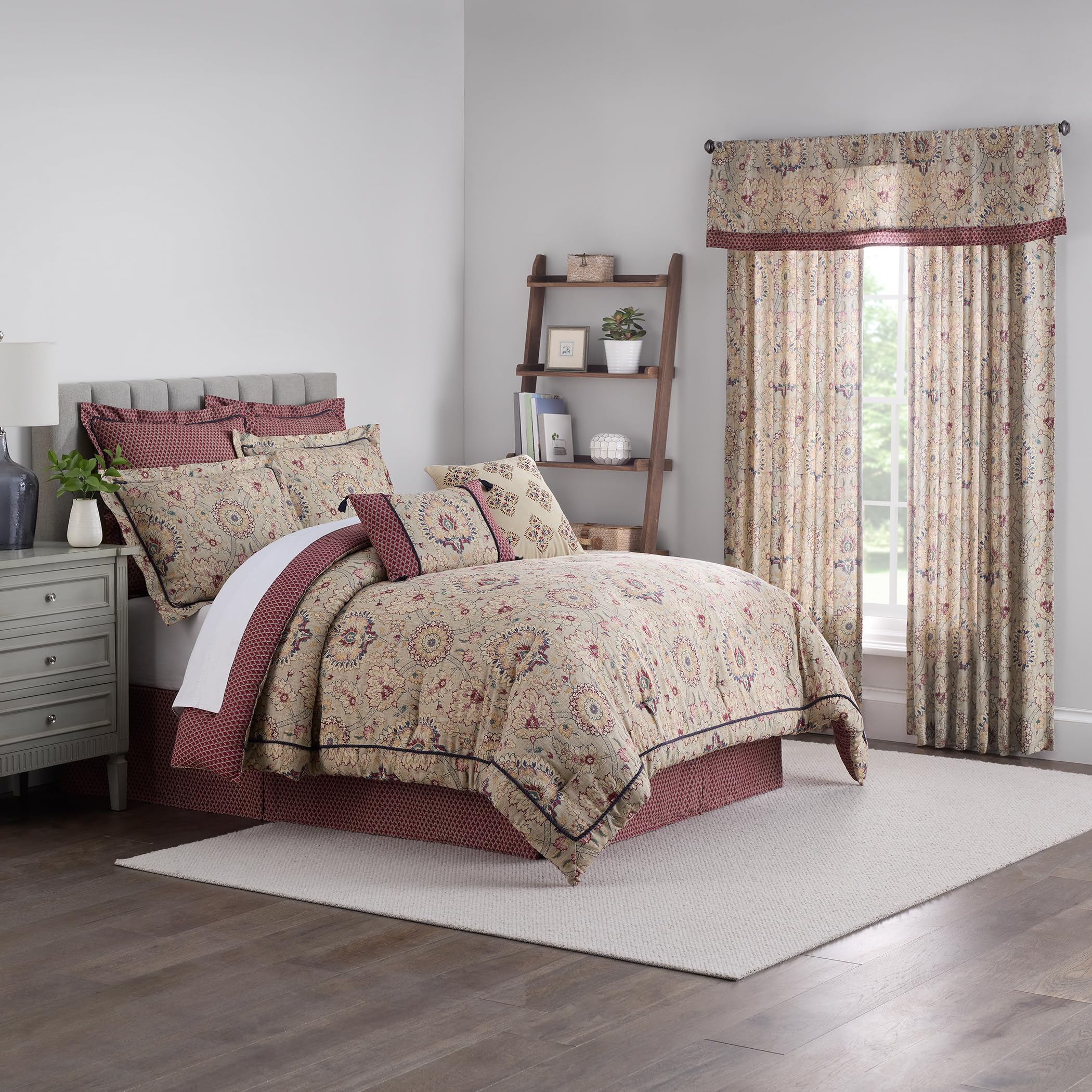 Amazon.com: Waverly Norfolk Modern Farmhouse Floral 4-Piece Reversible ...