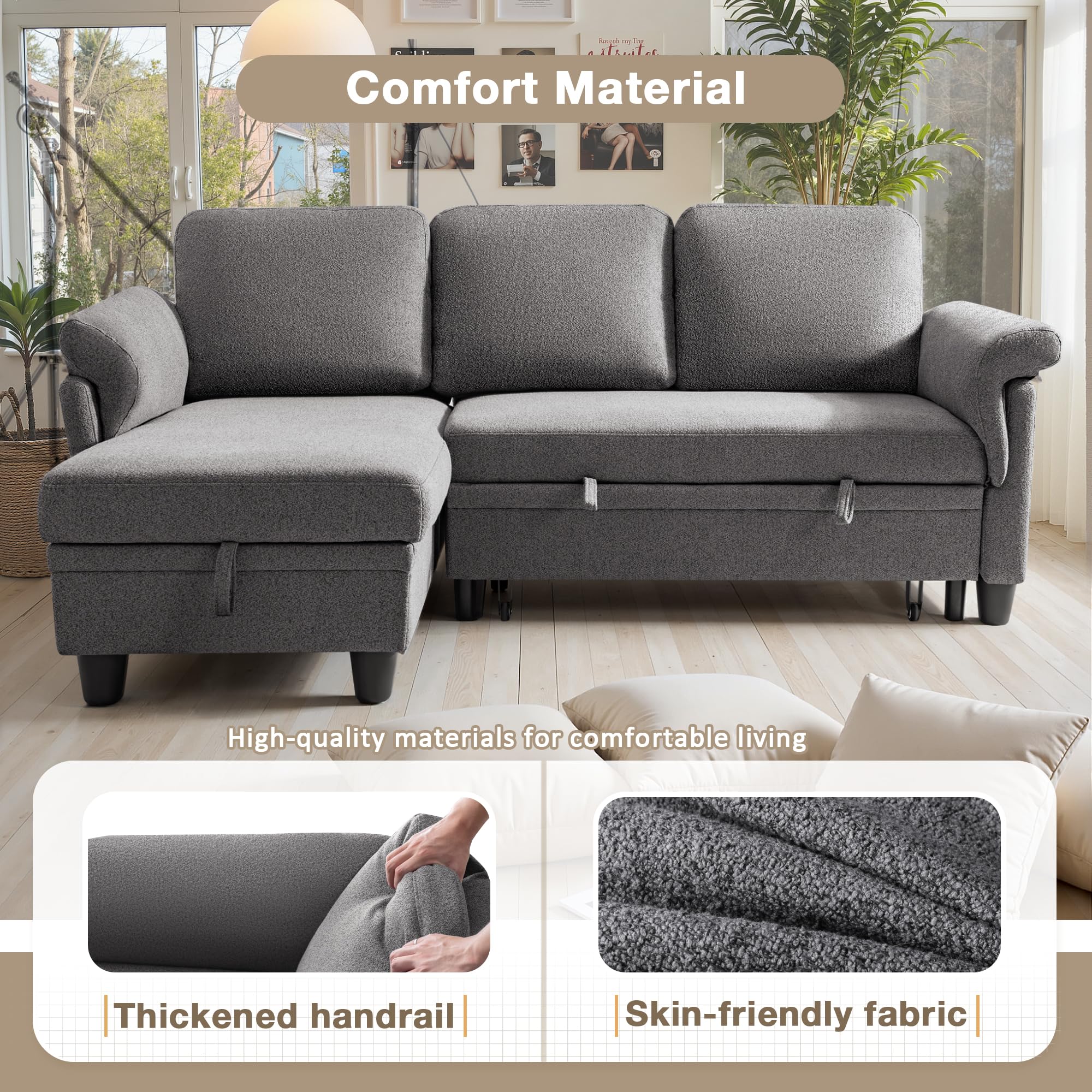 Snapklik.com : Shahoo Sofa Bed L-Shaped Sectional Couches,Convertible ...