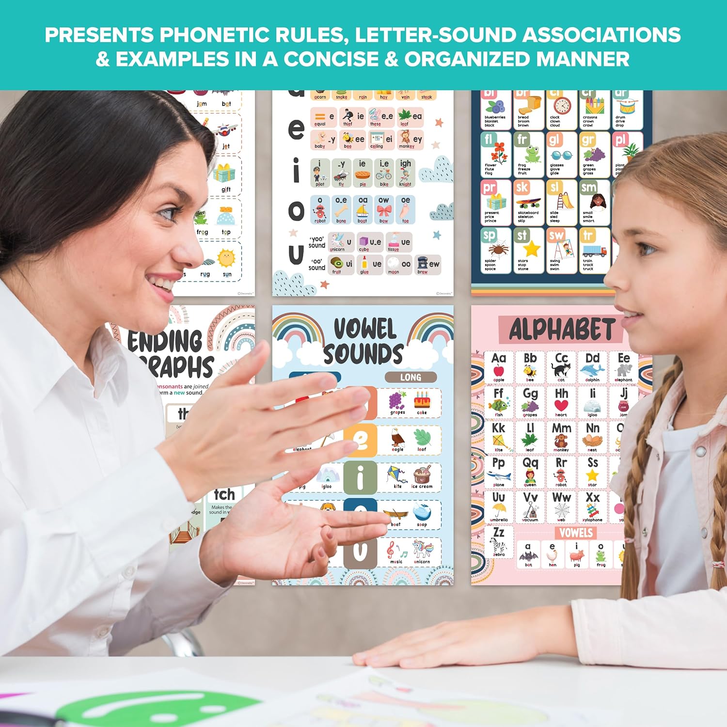 Decorably 15 Boho Rainbow Phonics Posters for Philippines | Ubuy