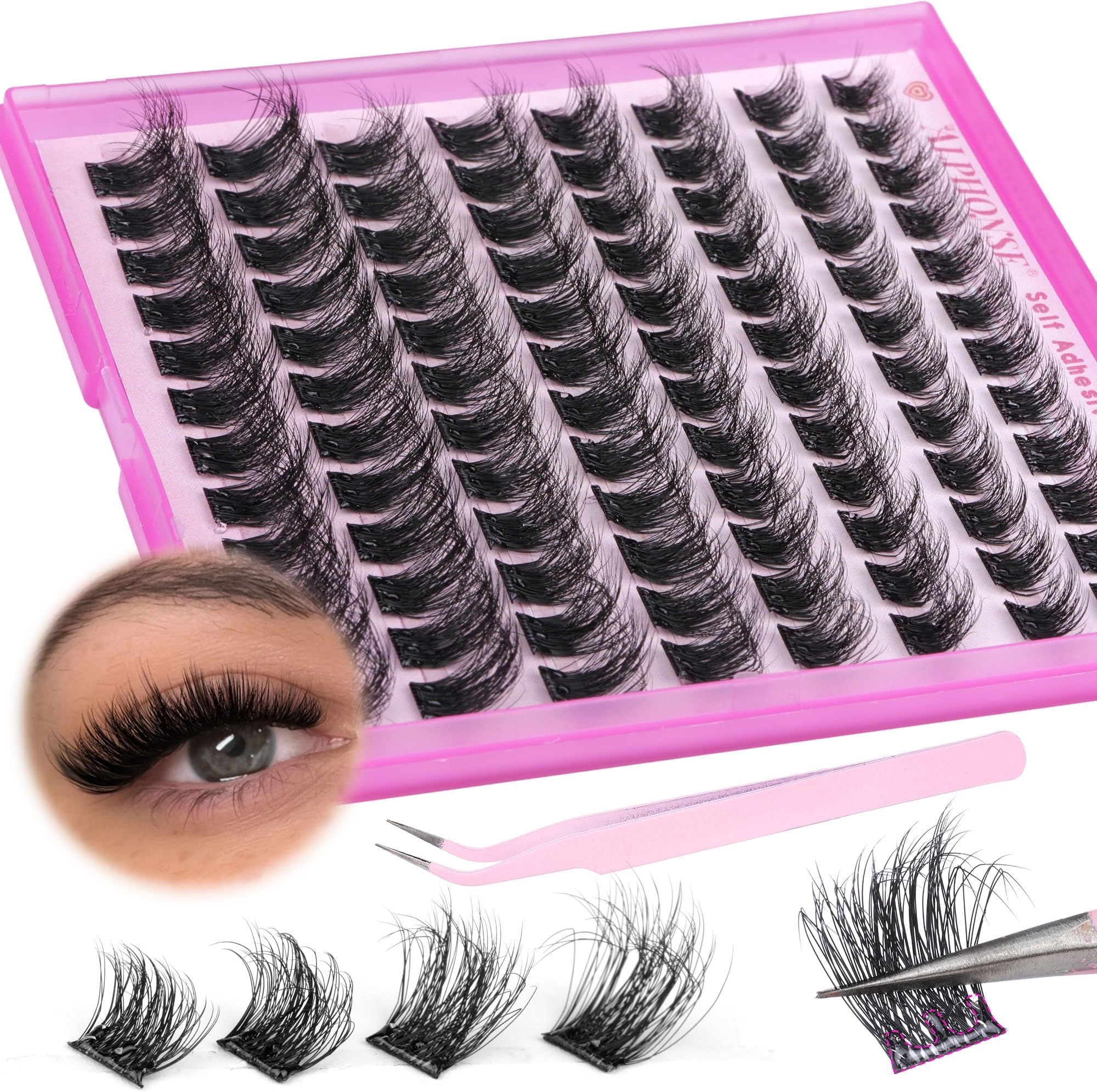 Amazon.com: 120PCS Self Adhesive Lash Clusters, Press on Pre bonded Eye ...