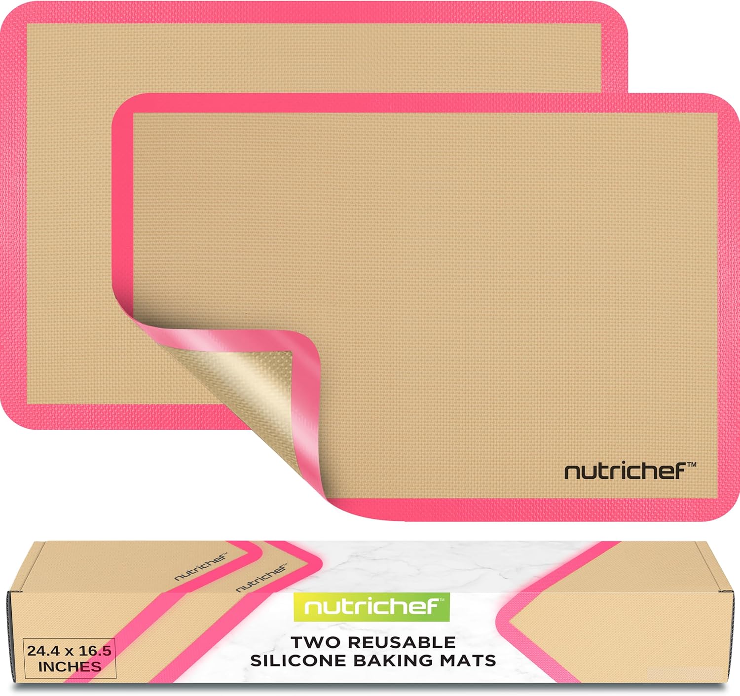 Amazon.com: Nutrichef Silicone Baking Mats - 2 Non-stick Food-Grade ...