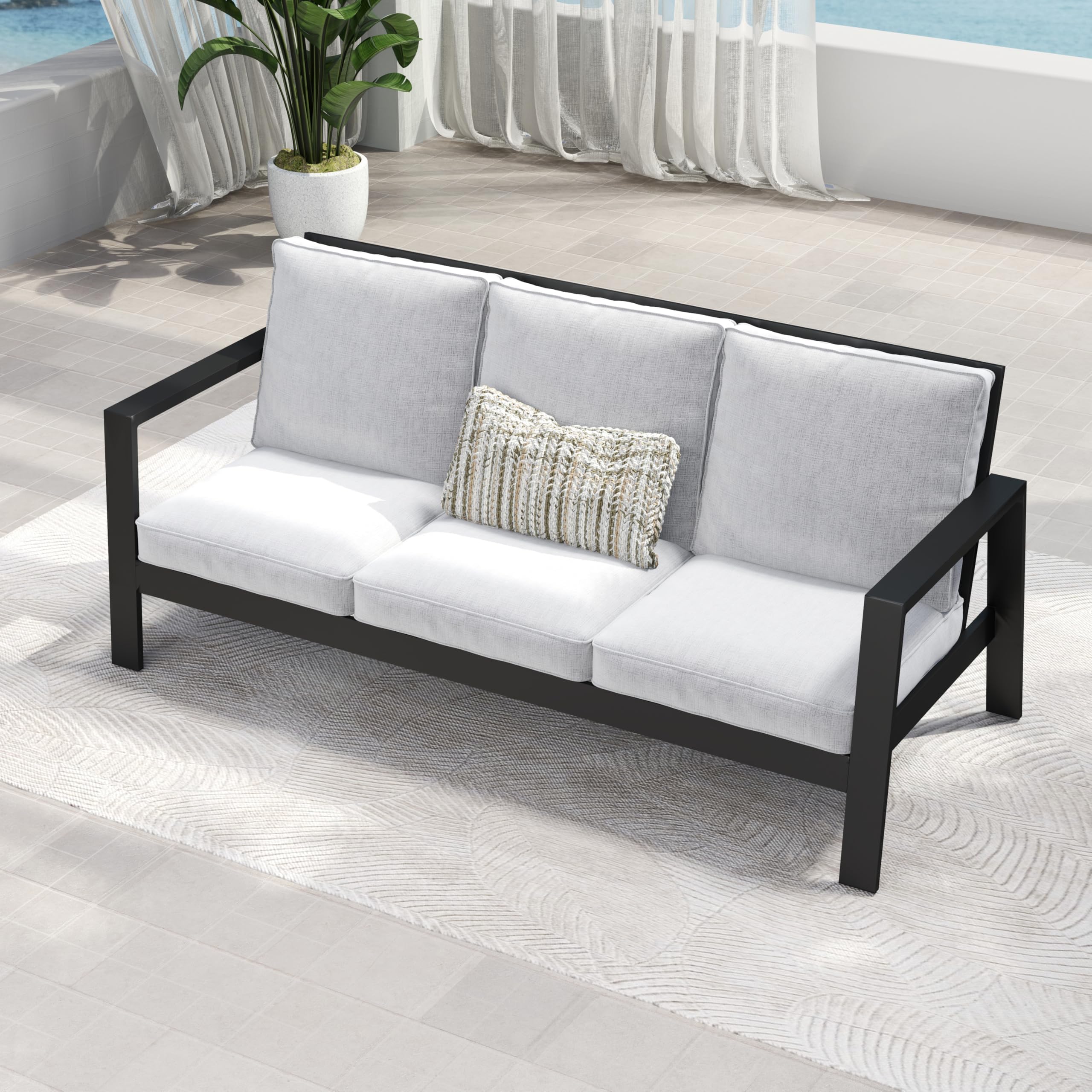 Amazon.com : Solaste Aluminum Outdoor Patio Sofa, Water-Resistant Metal ...