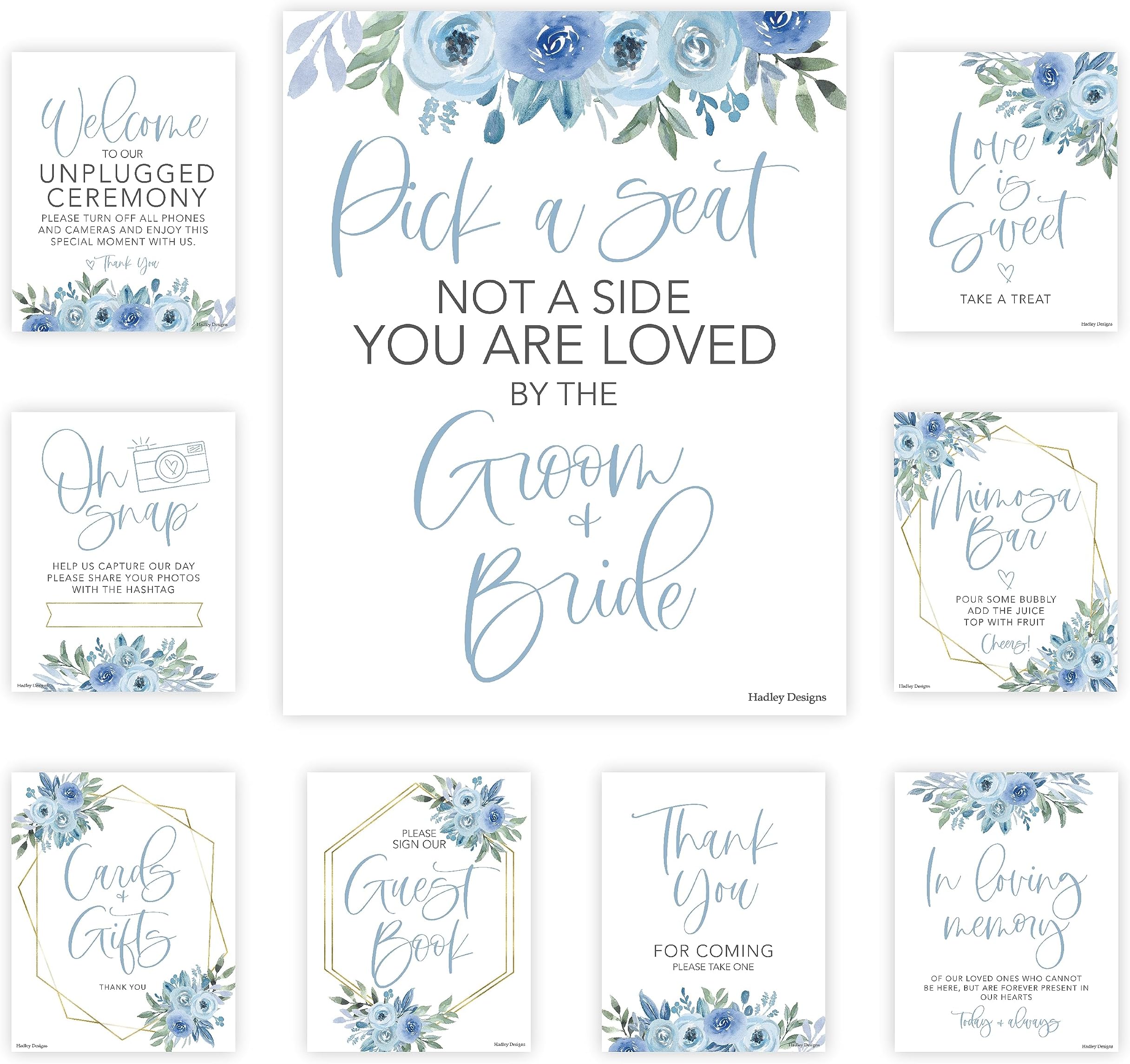 Amazon.com: Cinnvoice 4 Pcs Flower Acrylic Wedding Signs for Ceremony ...