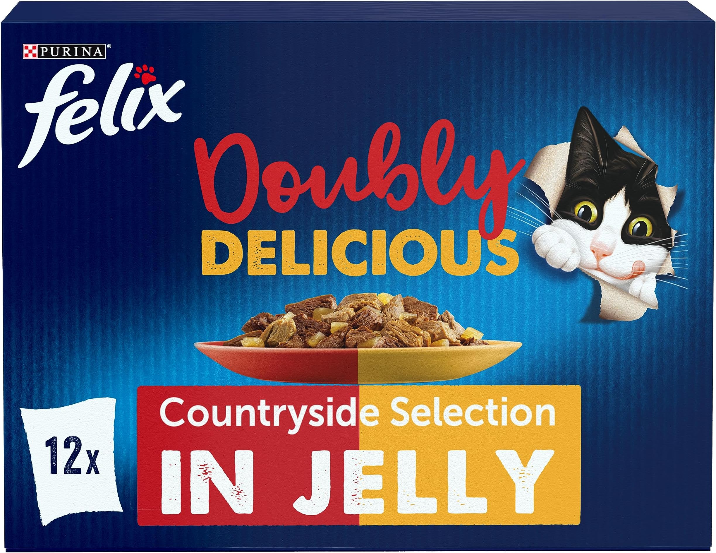 FELIX Doubly Delicious Meat Selection in Jelly Wet Cat Food 12x100g ...