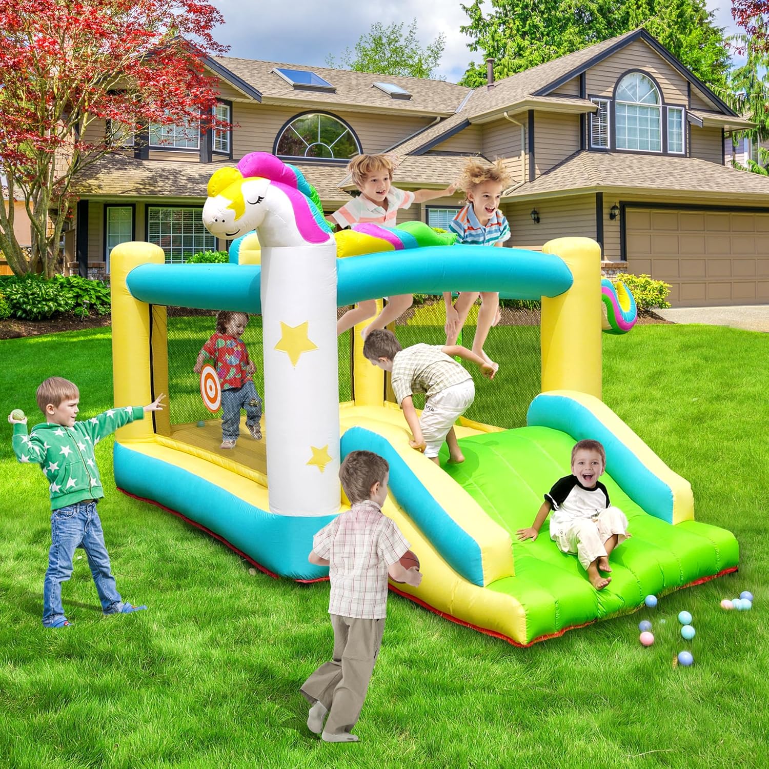Amazon.com: Step4fun Inflatable Bounce House, Kids Bouncy House for ...