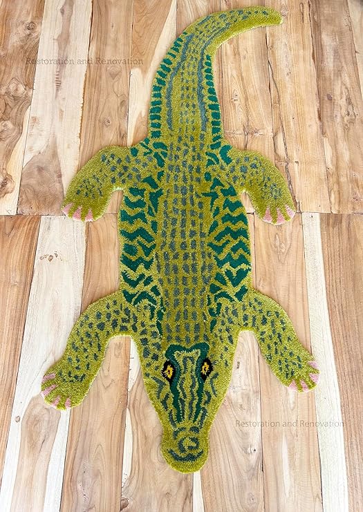Amazon.com: Restoration and Renovation Crocodile Wool Area Rug ...