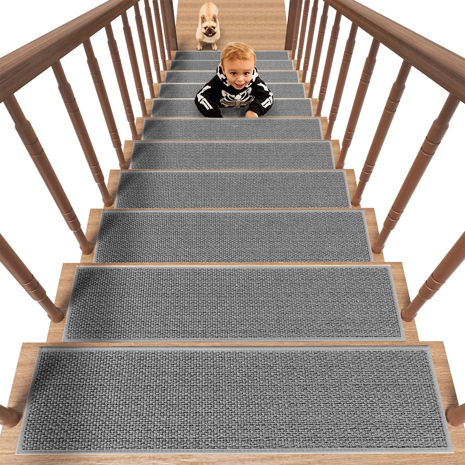 Amazon.com: HOUSEYLIFE 15 Carpet Stair Treads w/Glow-in-The-Dark Strips ...